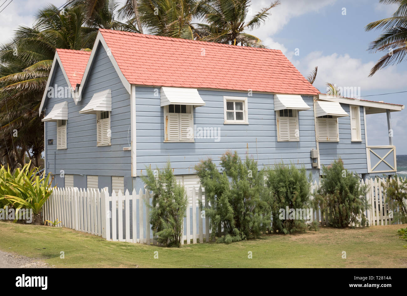 Colourful wooden house in Barbados, The Caribbean Stock Photo - Alamy