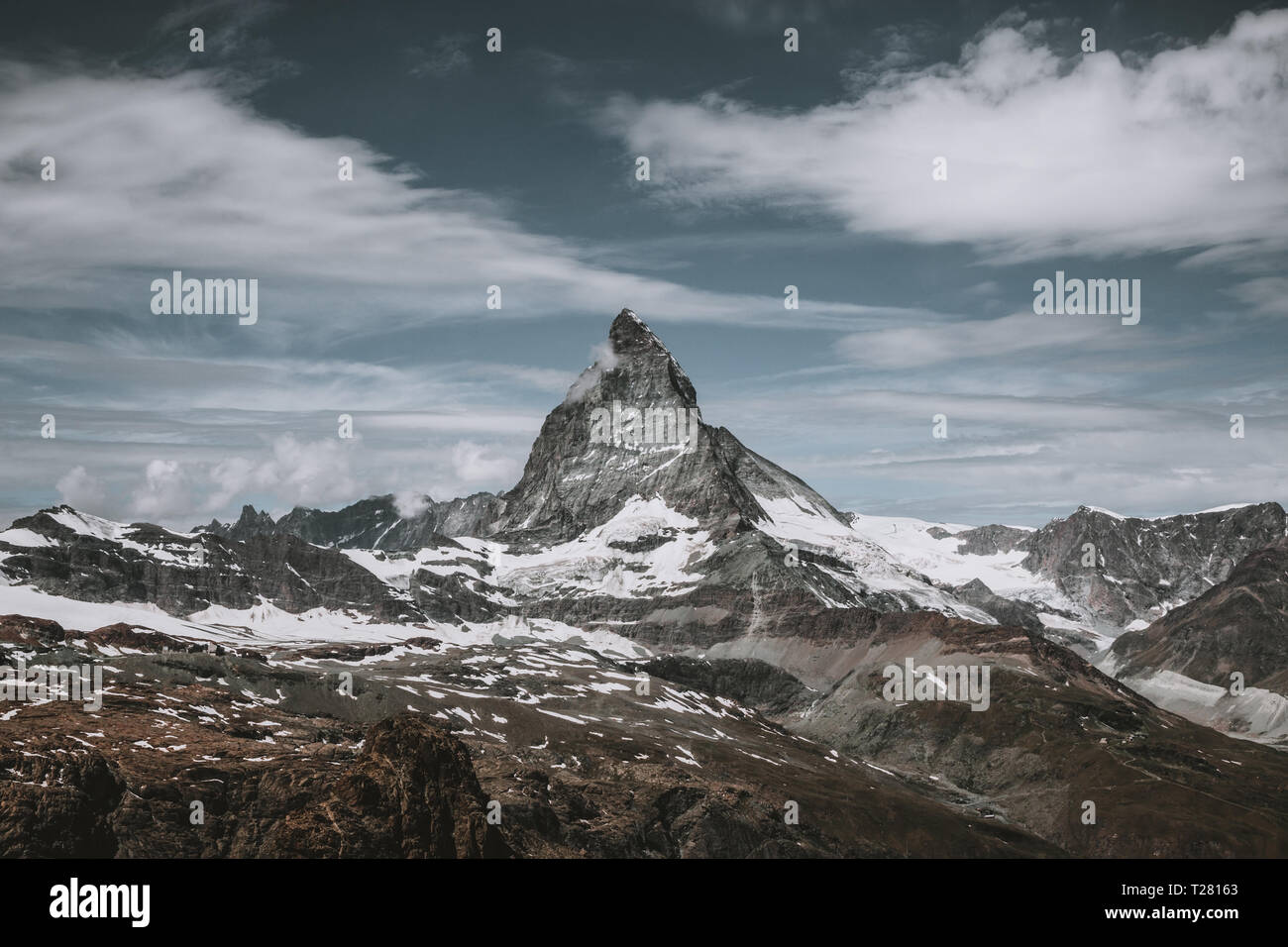 View closeup Matterhorn mountain, scene in national park Zermatt ...