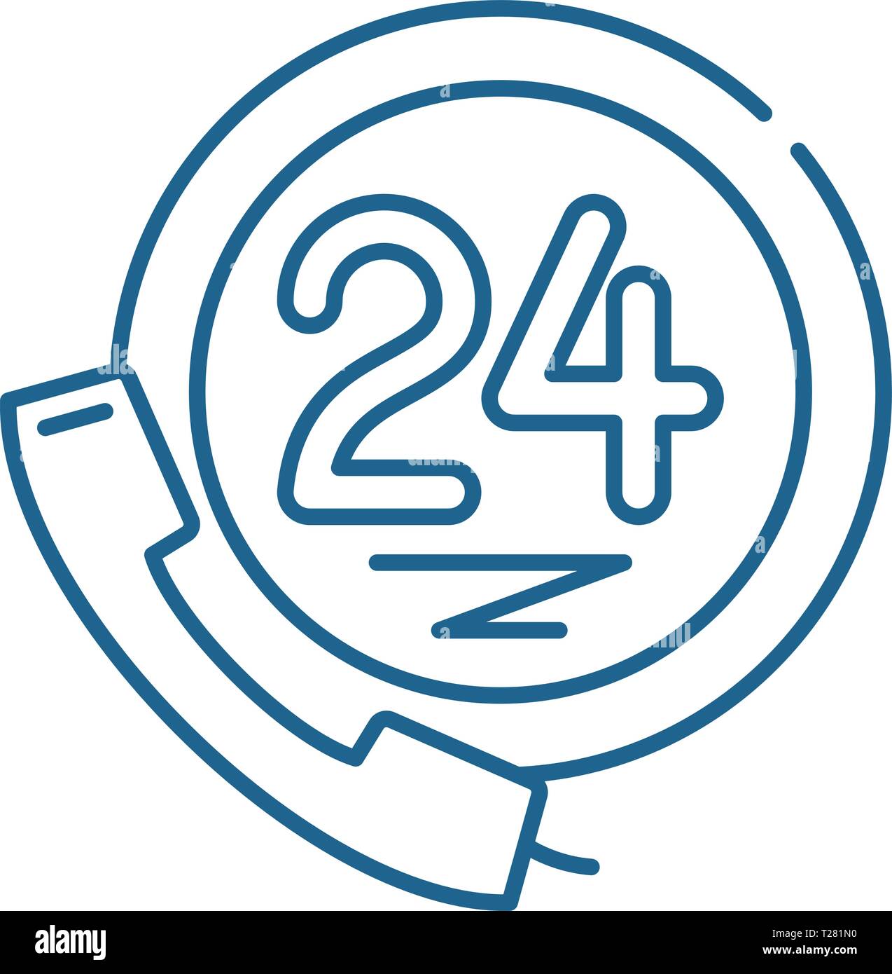 24 hour client support line concept icon. 24 hour client support flat ...