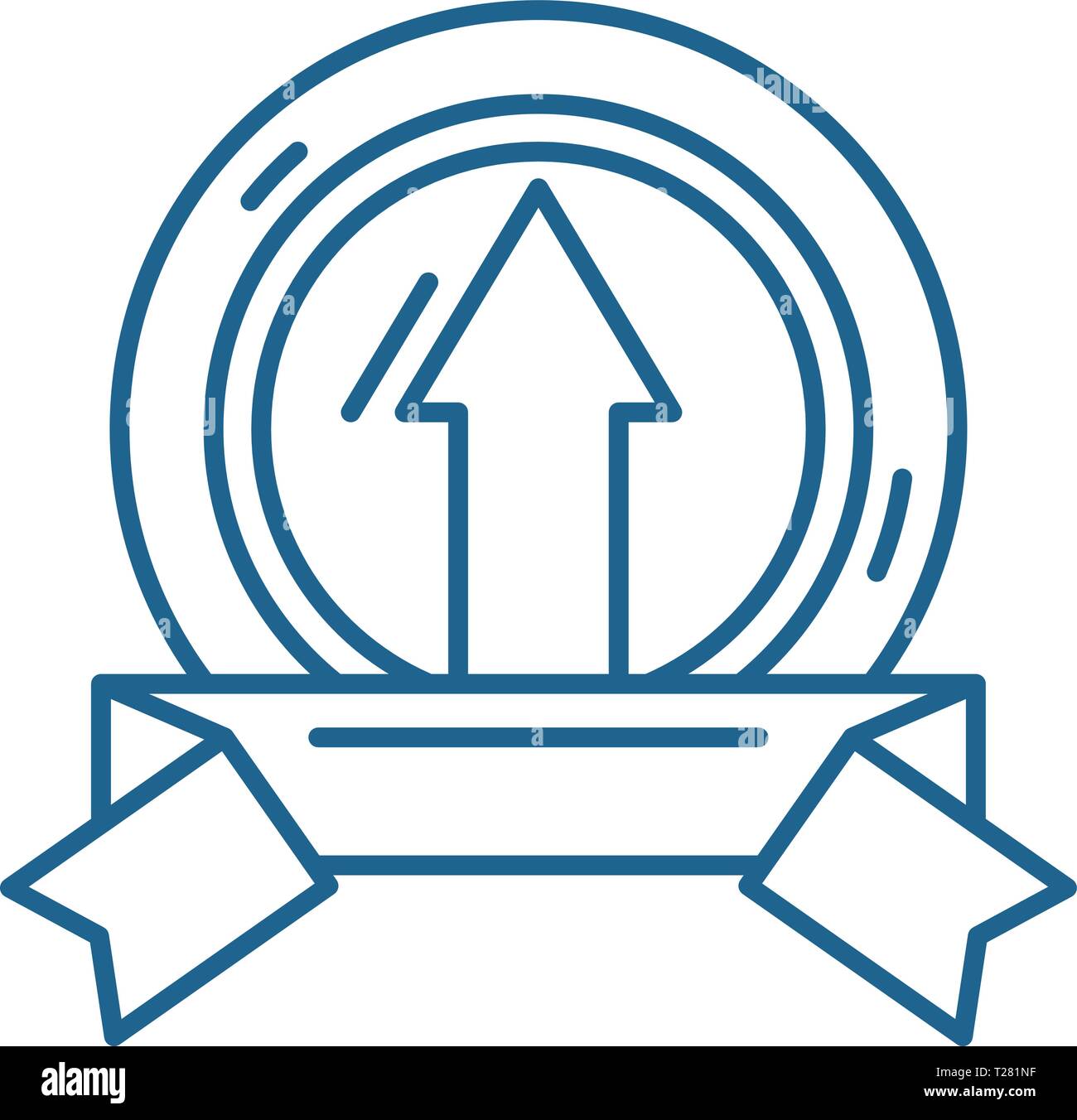 Achieving success line icon concept. Achieving success flat vector ...