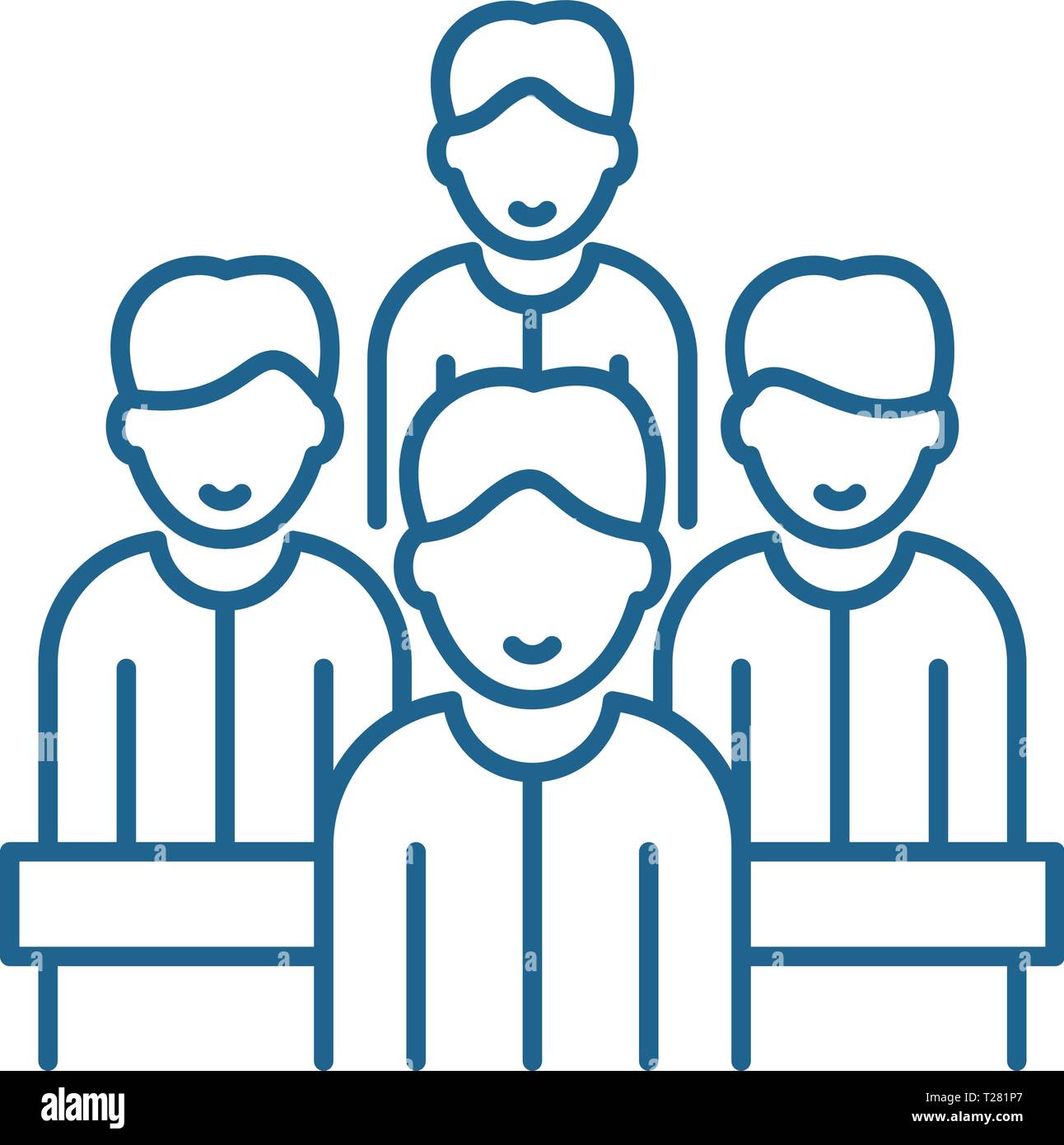 Agile team line icon concept. Agile team flat vector symbol, sign ...