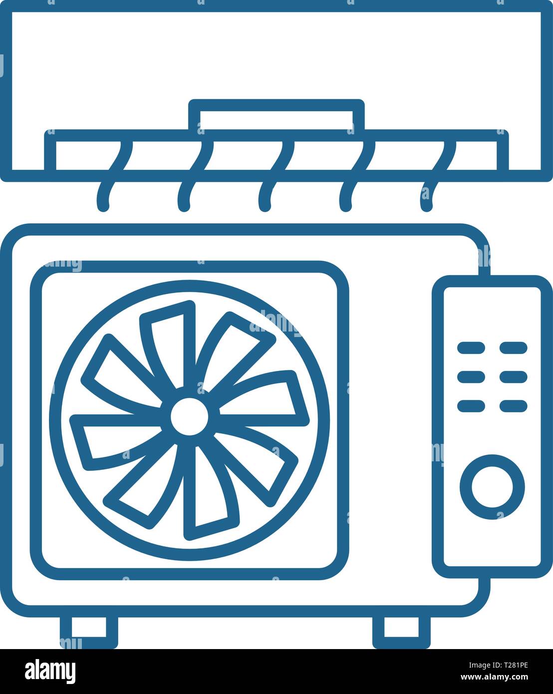 Air conditioning line icon concept. Air conditioning flat vector symbol ...