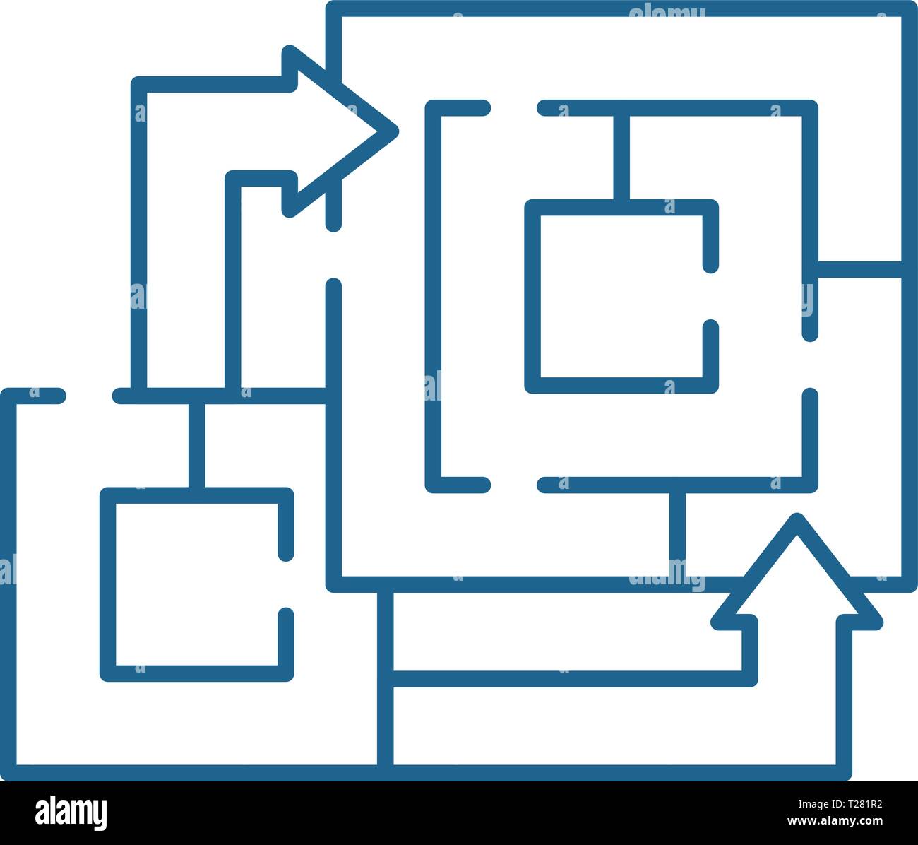 Algorithm of the game line icon concept. Algorithm of the game flat ...
