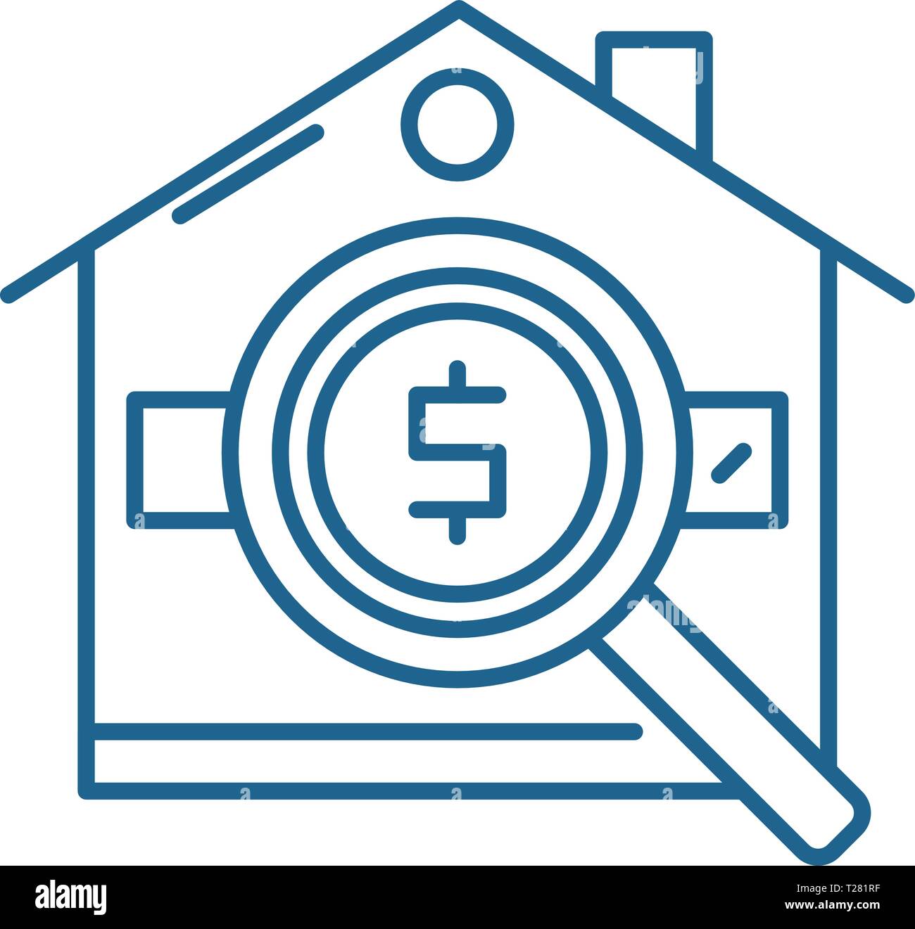 Analysis of real estate prices line icon concept. Analysis of real ...