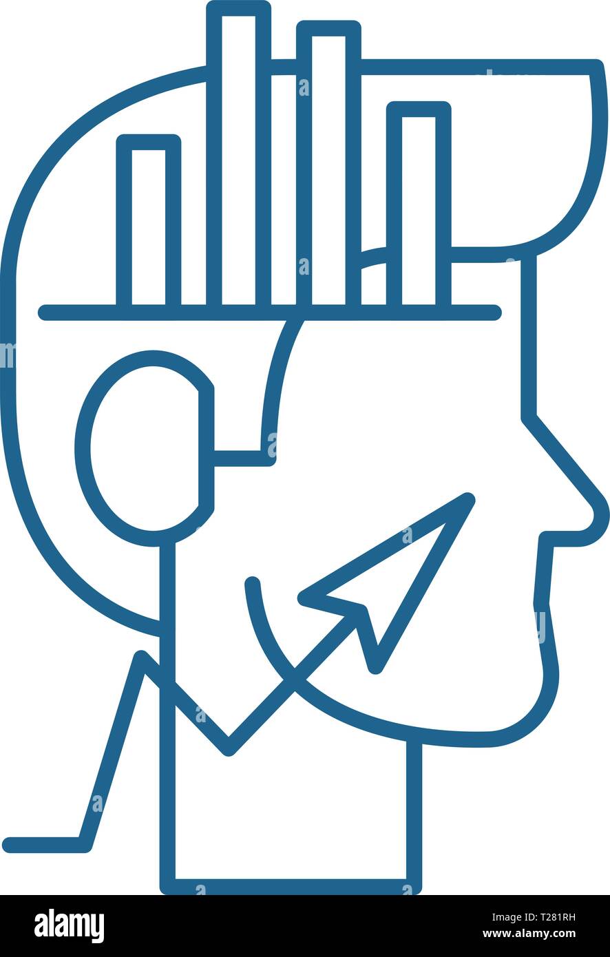 Analytical thinking line icon concept. Analytical thinking flat vector ...