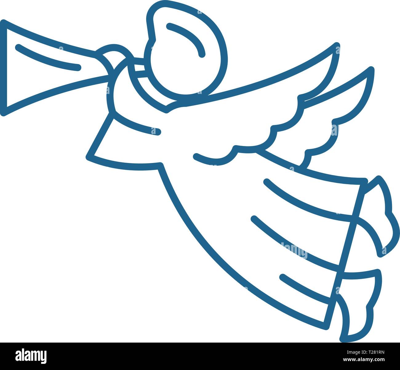 Angel line icon concept. Angel flat vector symbol, sign, outline ...