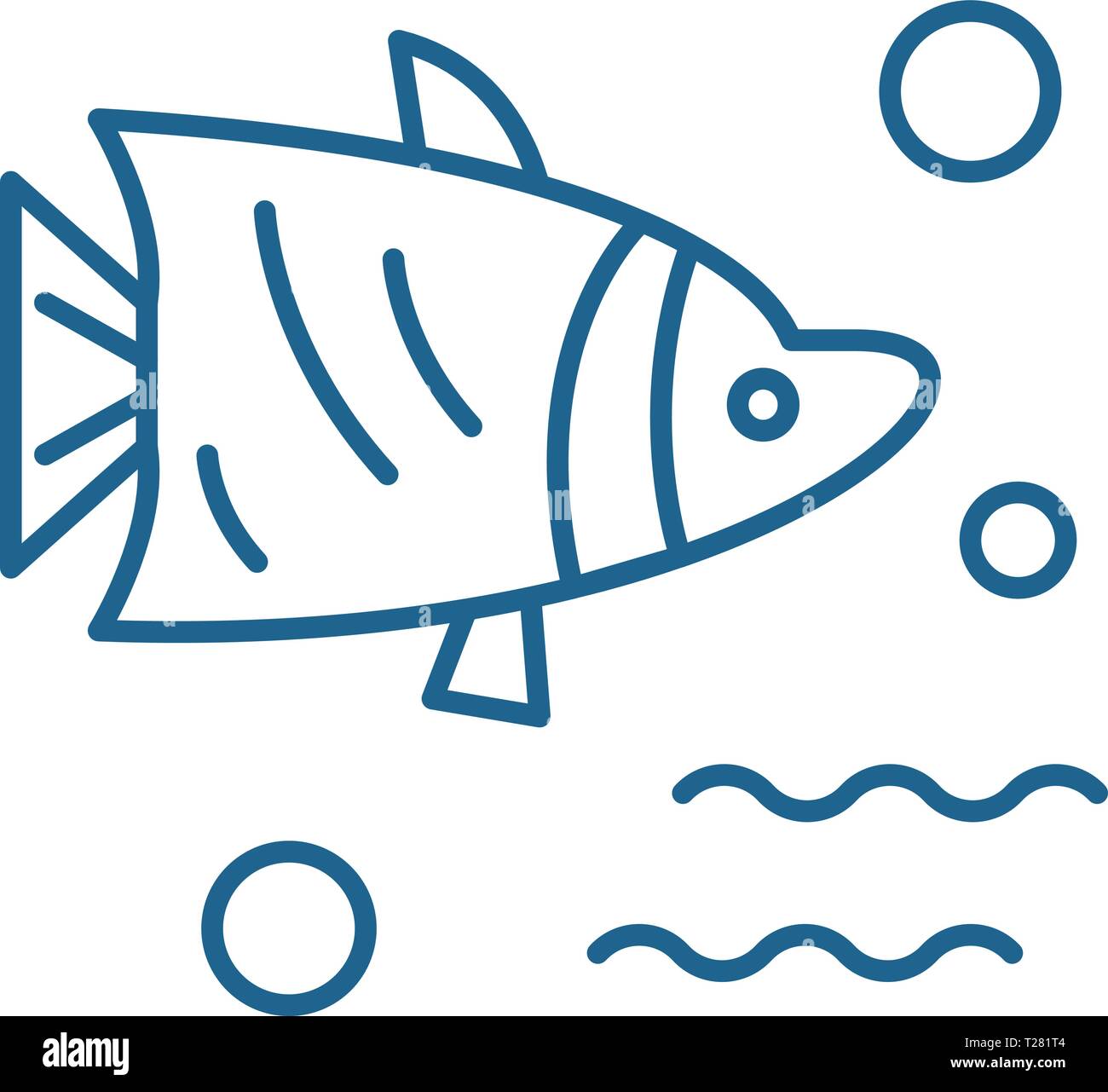 Aquarium fish line icon concept. Aquarium fish flat vector symbol, sign ...