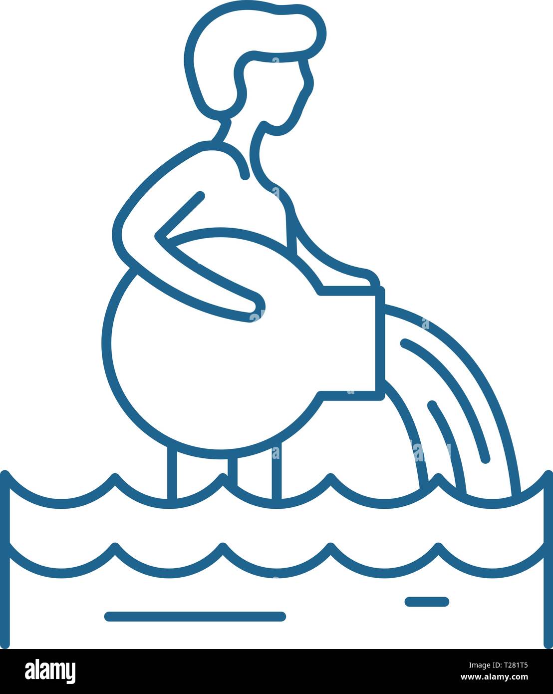 Aquarius zodiac sign line icon concept. Aquarius zodiac sign flat ...