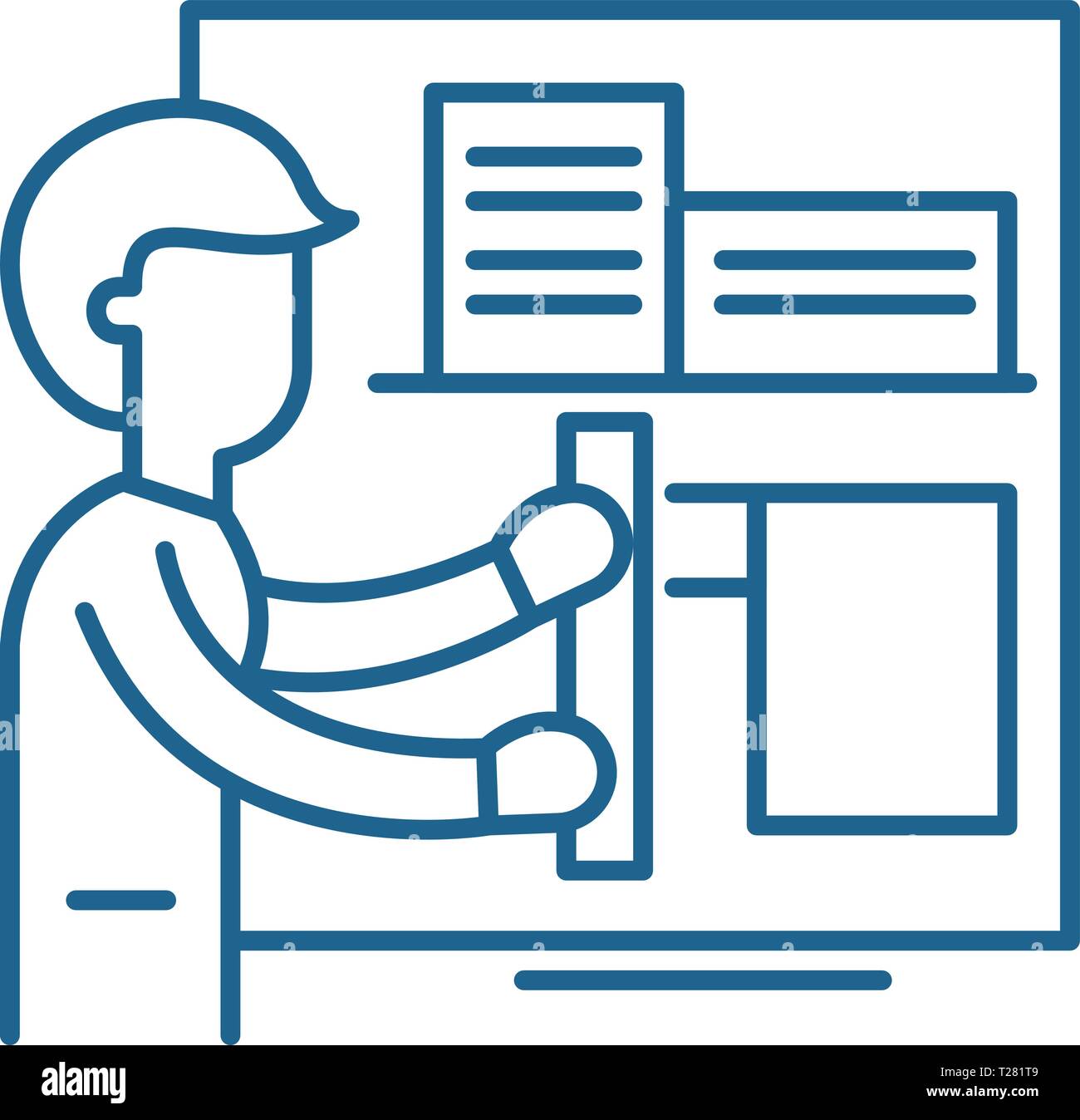 Architect line icon concept. Architect flat vector symbol, sign ...