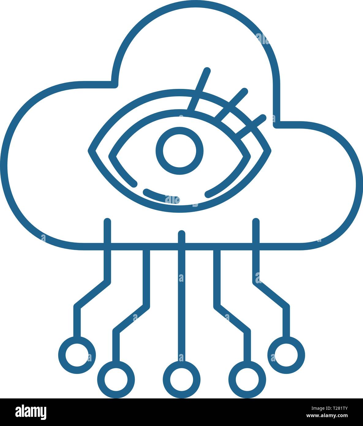 Artificial intelligence visualization line icon concept. Artificial ...