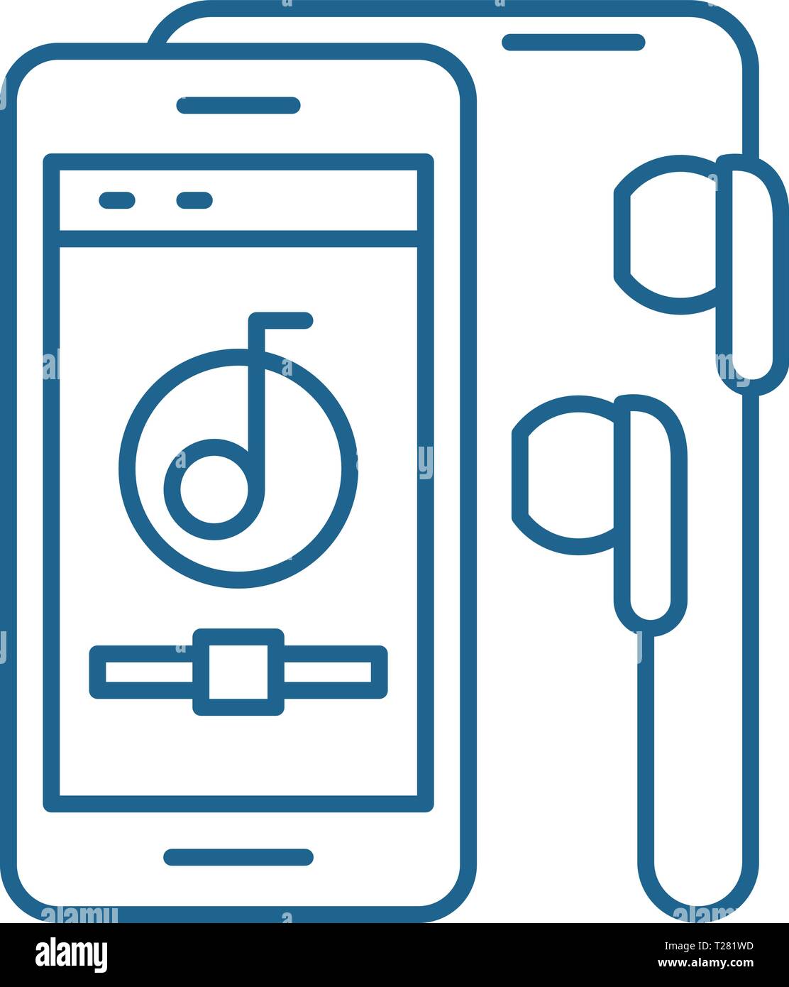 Audio player line icon concept. Audio player flat vector symbol, sign ...