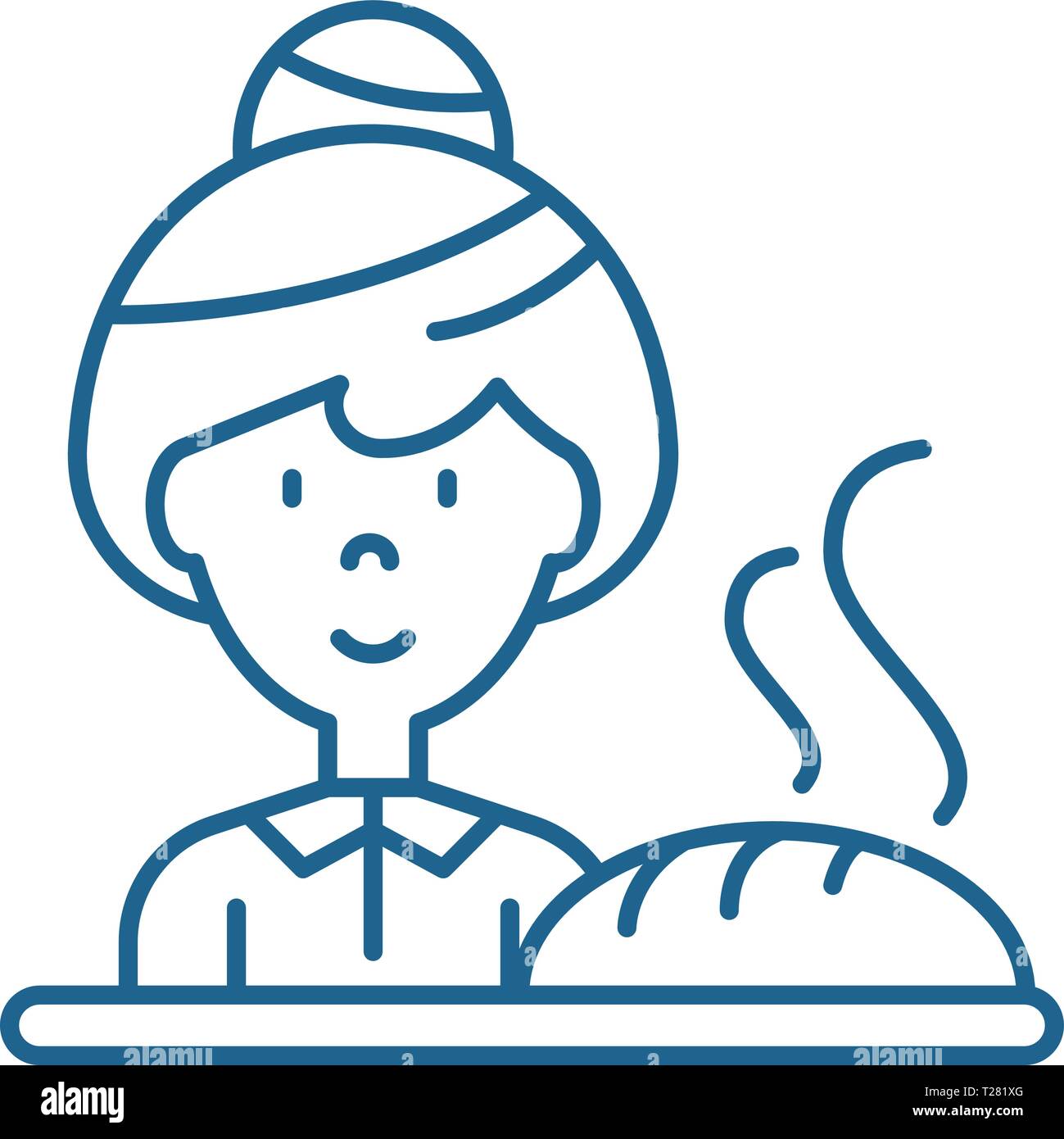 Baking bread line icon concept. Baking bread flat vector symbol, sign ...