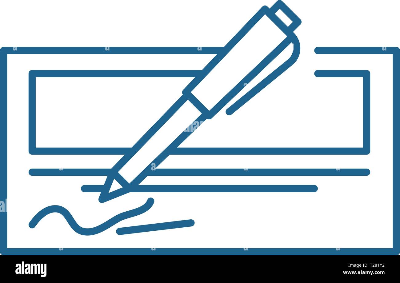 Bank check line icon concept. Bank check flat vector symbol, sign ...