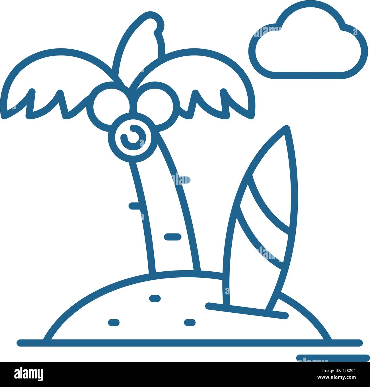 Beach holiday line icon concept. Beach holiday flat vector symbol, sign ...