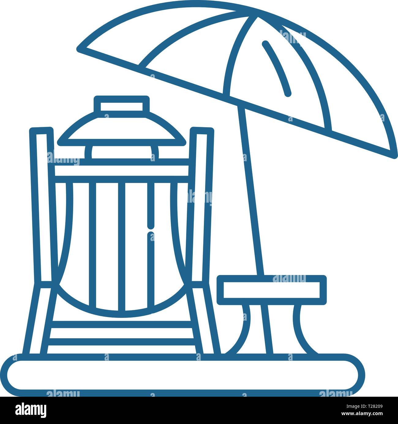 Beach vacation line icon concept. Beach vacation flat vector symbol ...