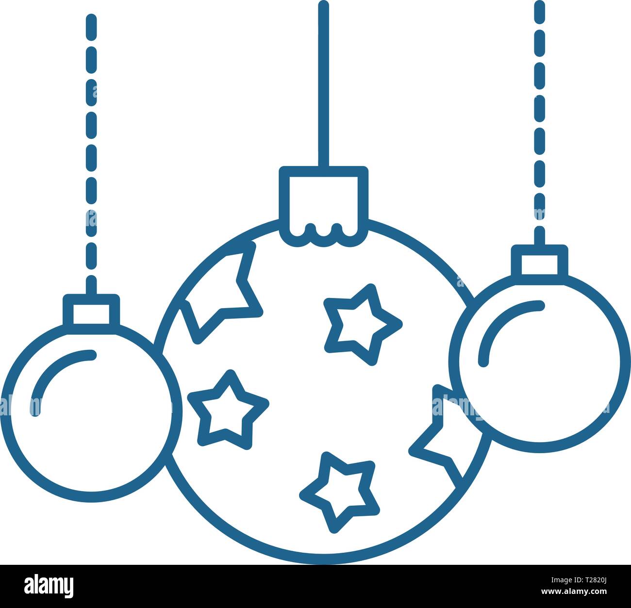 Beautiful christmas balls line icon concept. Beautiful christmas balls ...