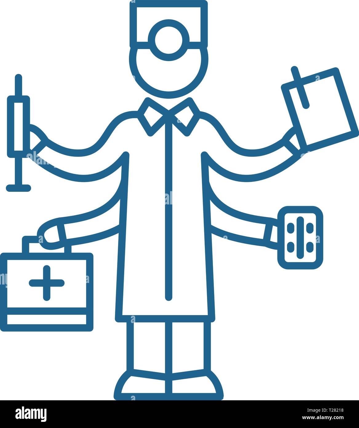 Best doctor line icon concept. Best doctor flat vector symbol, sign ...