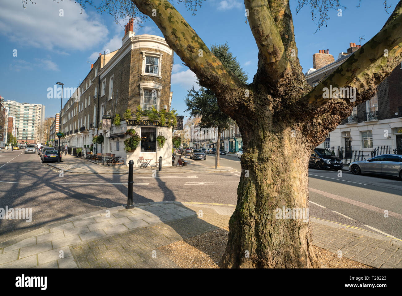 Connaught Village - Hyde Park Estate's luxury retail quarter on a sunny ...
