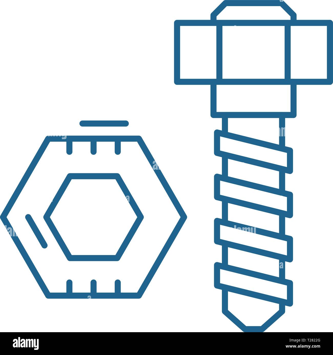 Bolt and nut line icon concept. Bolt and nut flat vector symbol, sign ...