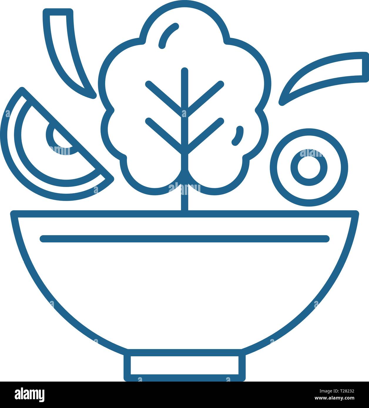 Bowl of salad line icon concept. Bowl of salad flat vector symbol, sign ...