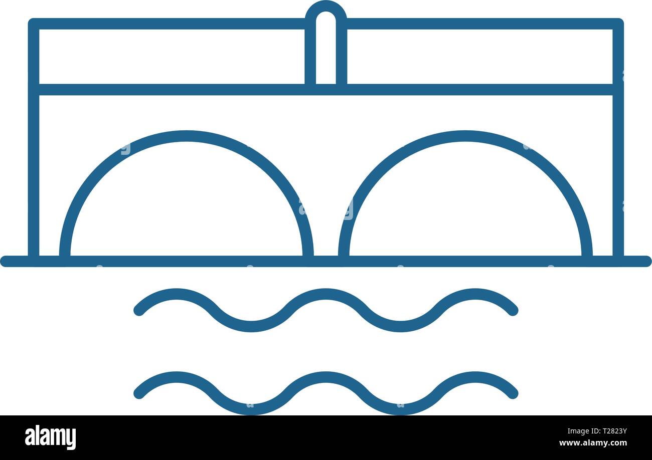 Bridge over river line icon concept. Bridge over river flat vector ...