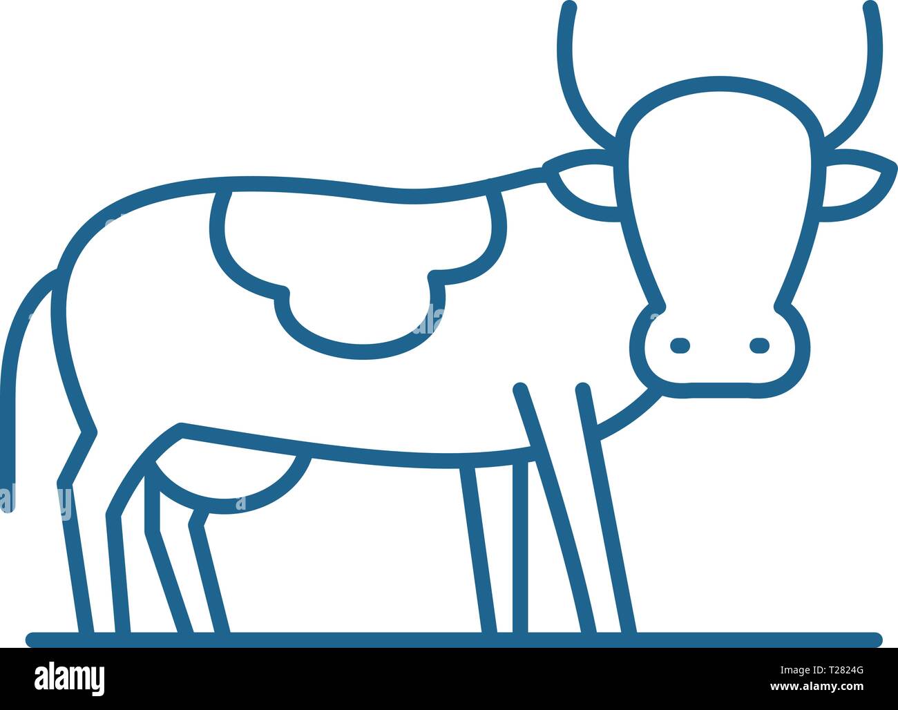 Bull line icon concept. Bull flat vector symbol, sign, outline ...