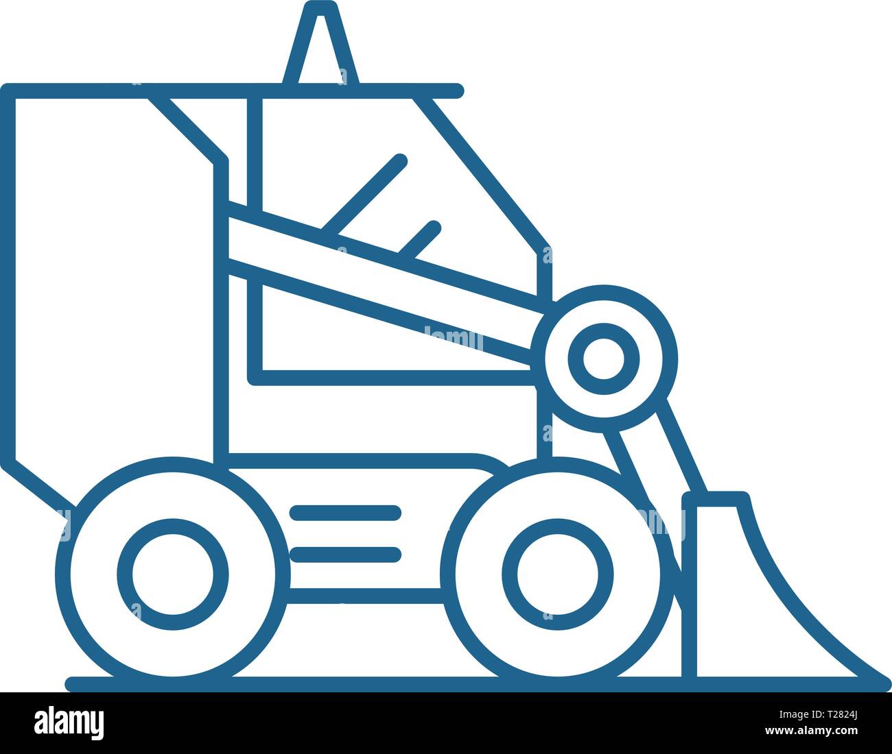 Bulldozer line icon concept. Bulldozer flat vector symbol, sign ...