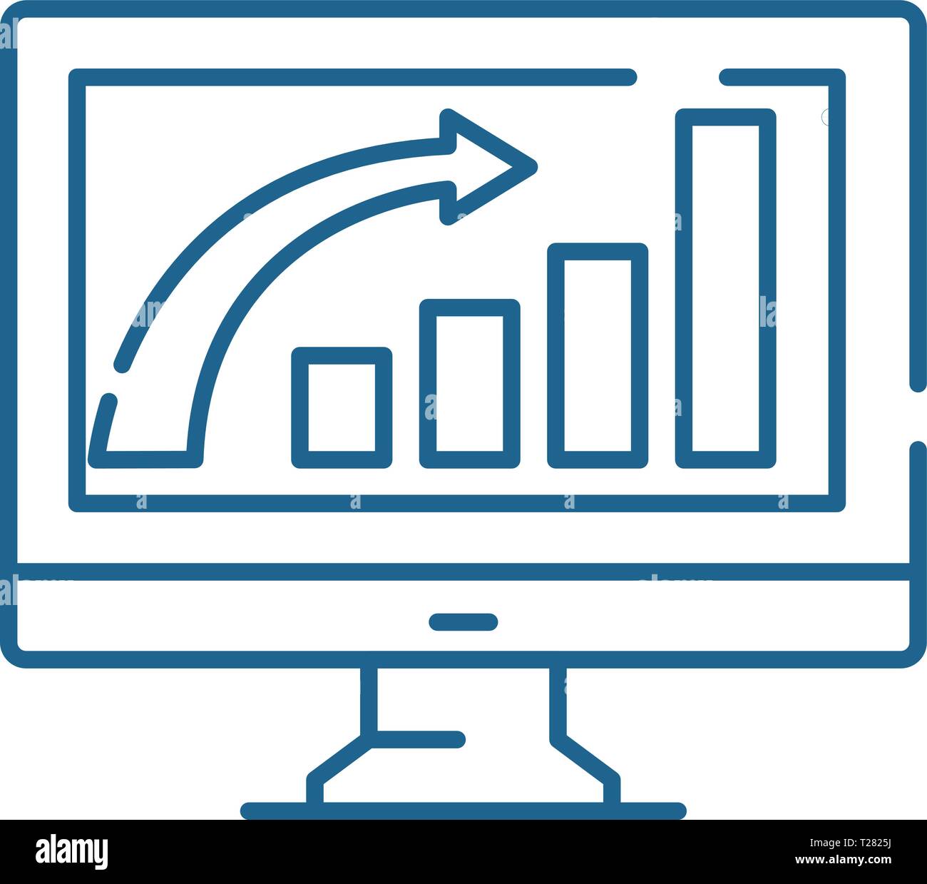 Business growth line icon concept. Business growth flat vector symbol ...
