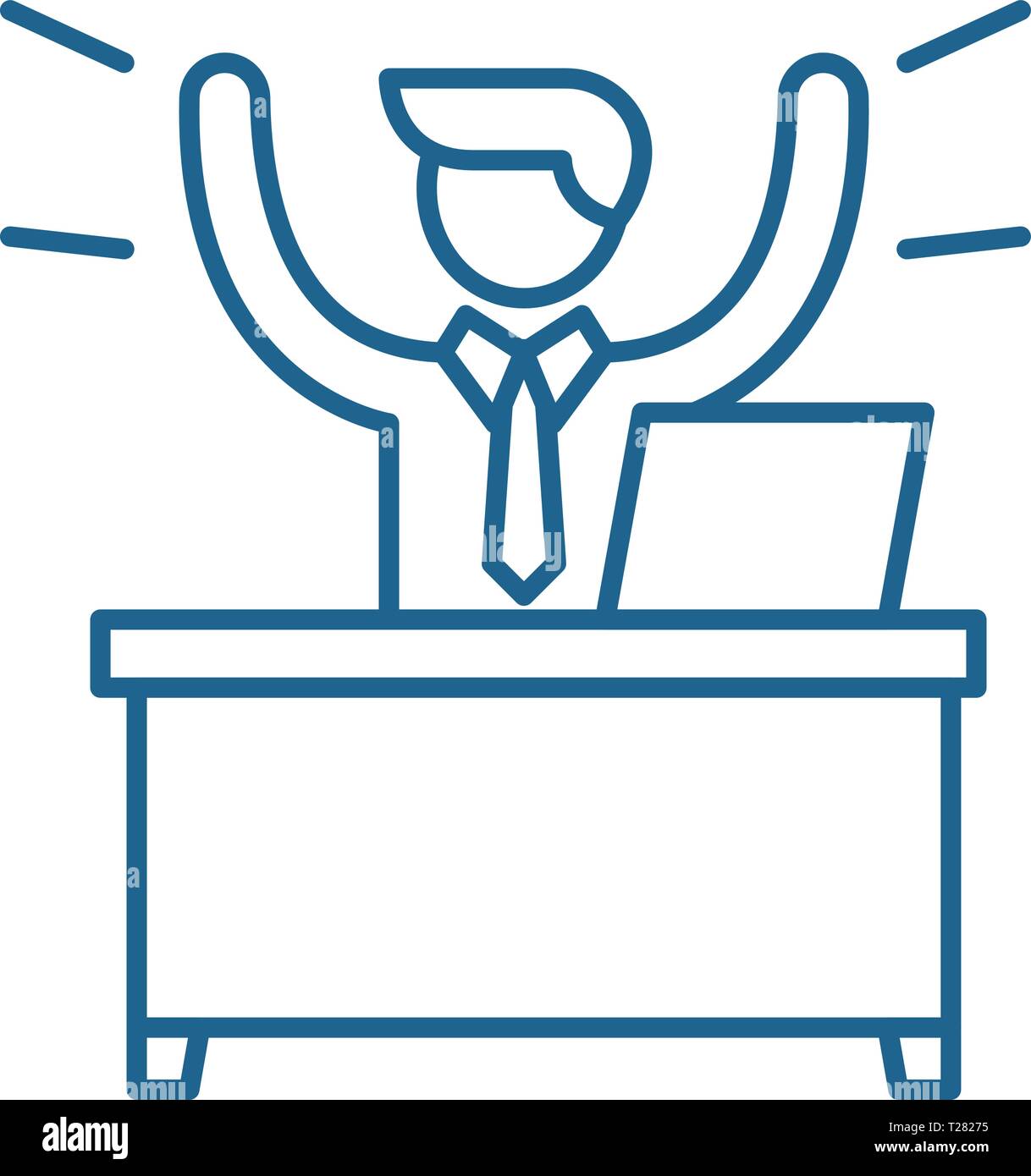 BUSINESS WIN line icon concept. BUSINESS WIN flat vector symbol, sign ...