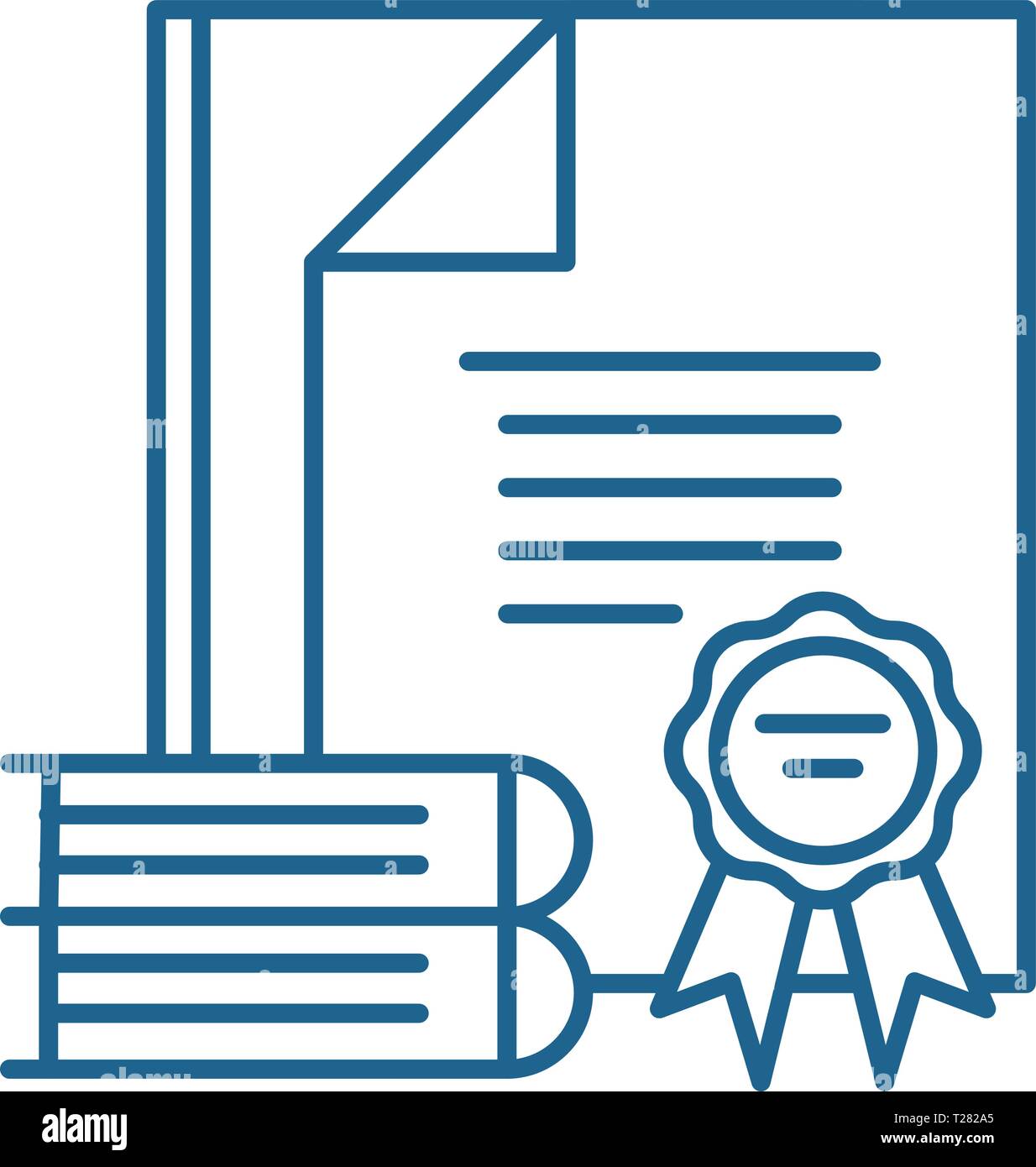 Certification line icon concept. Certification flat vector symbol, sign ...