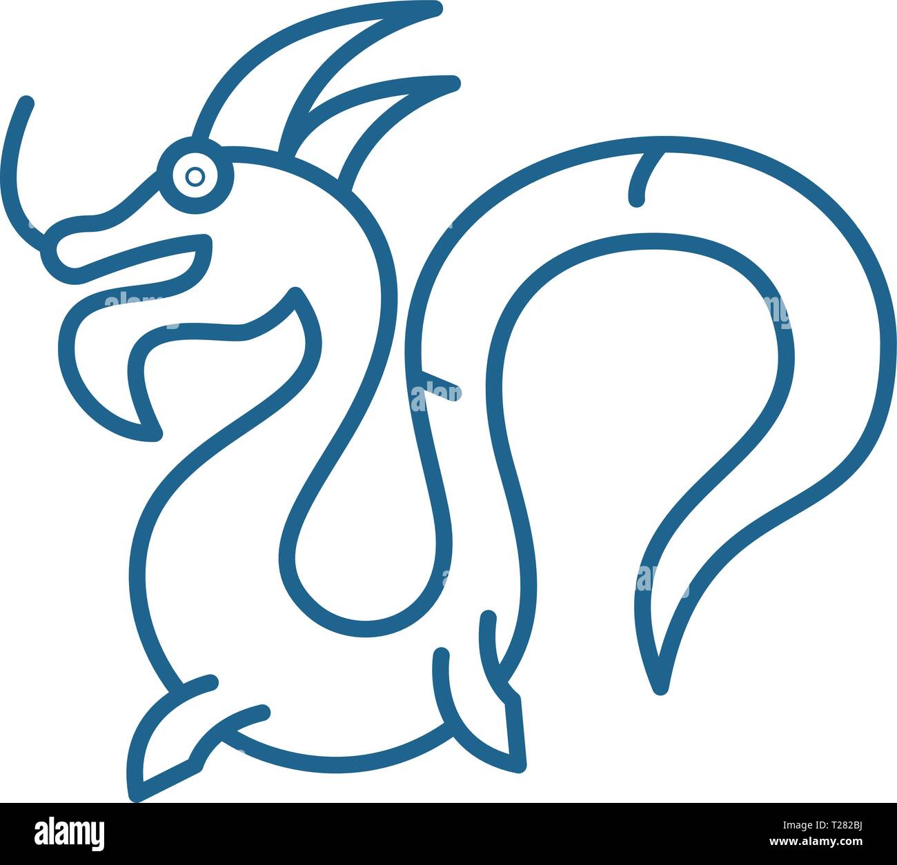 Chinese dragon line icon concept. Chinese dragon flat vector symbol ...