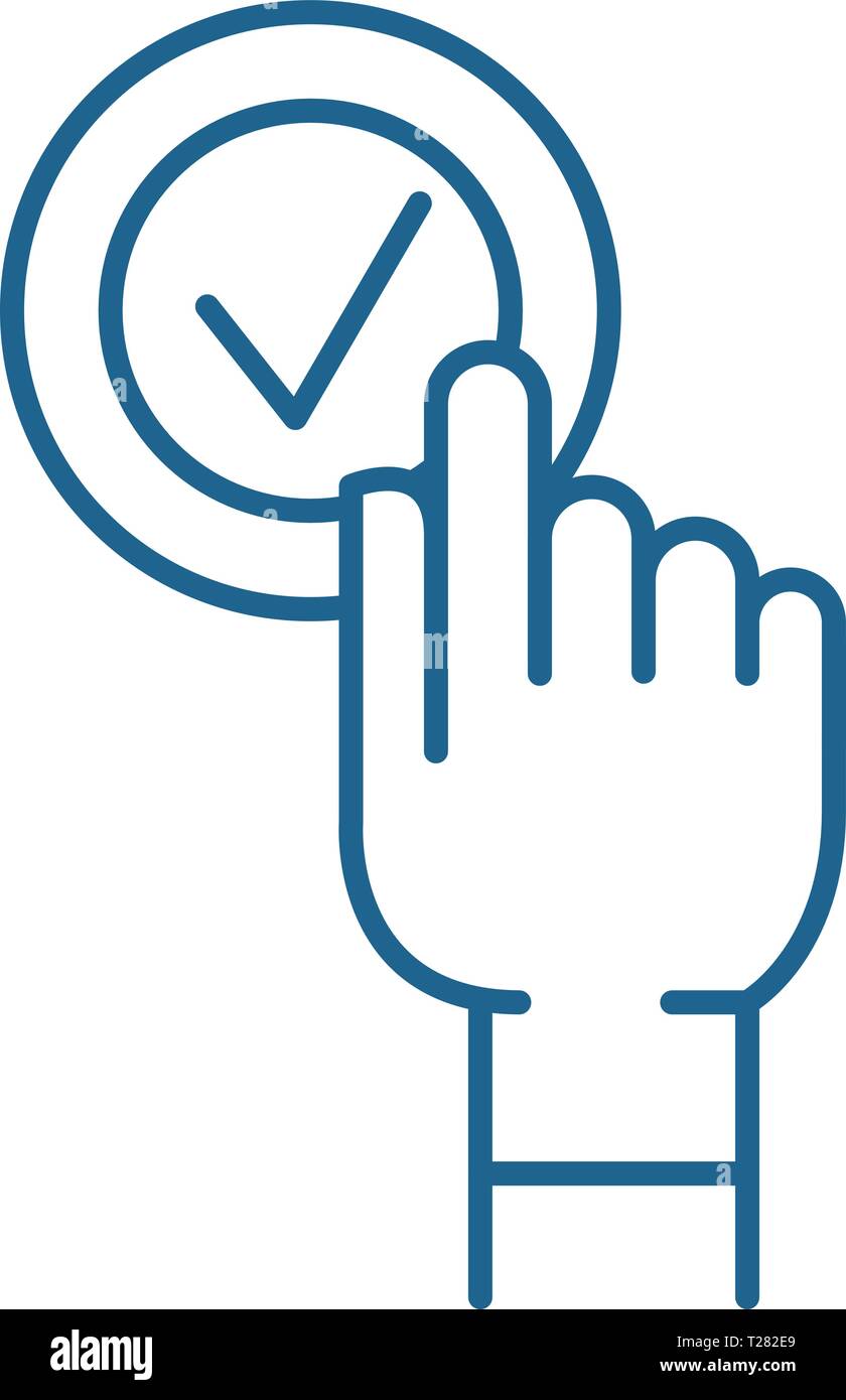 Click click box line icon concept. Click click box flat vector symbol ...