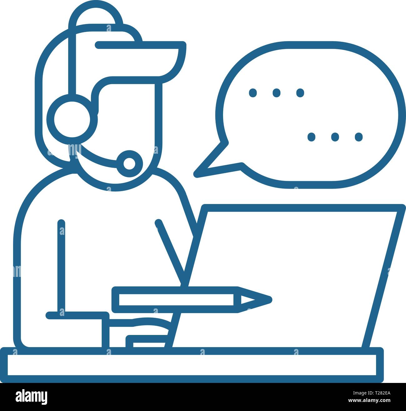 Client support line icon concept. Client support flat vector symbol ...