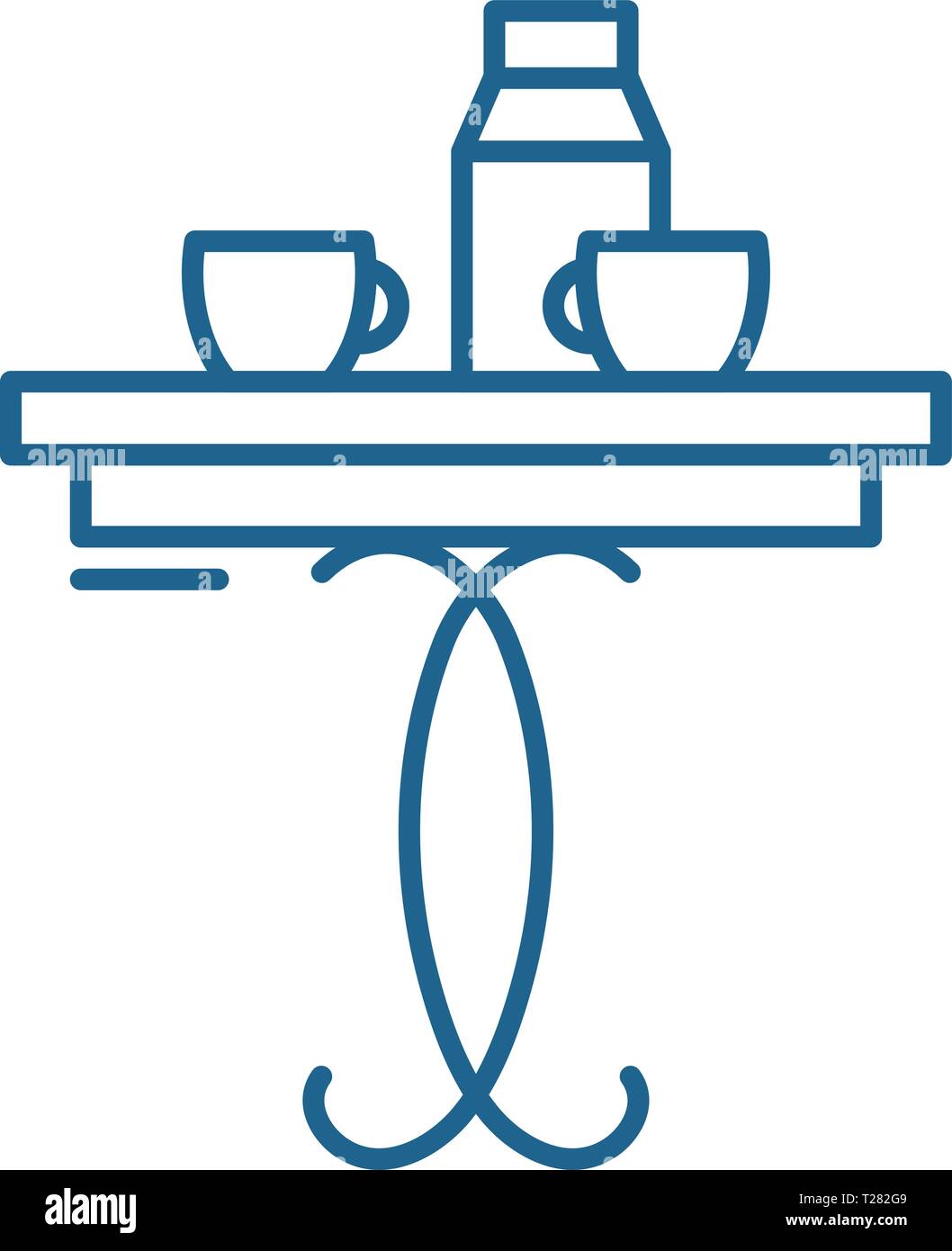 Coffee table line icon concept. Coffee table flat vector symbol, sign ...