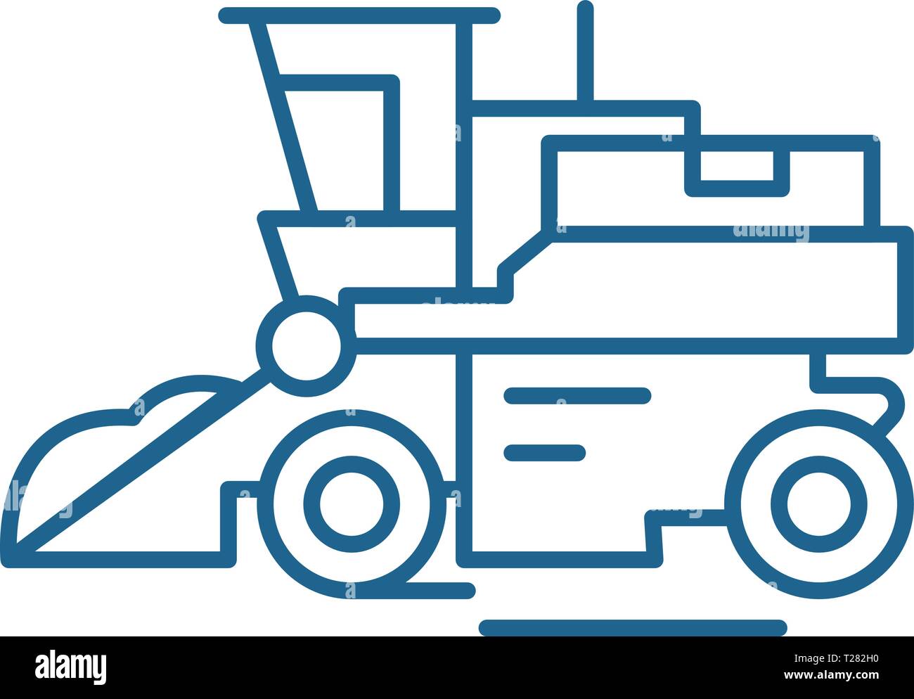 Combine harvester line icon concept. Combine harvester flat vector ...