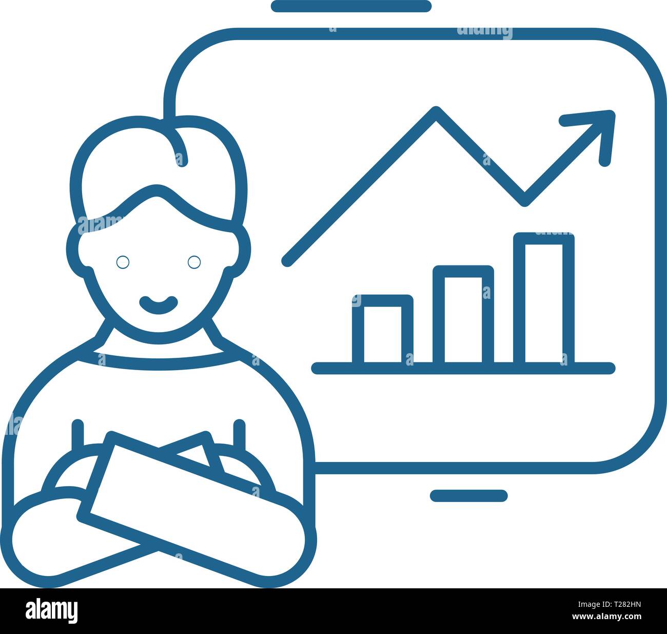 Company progress line icon concept. Company progress flat vector symbol ...