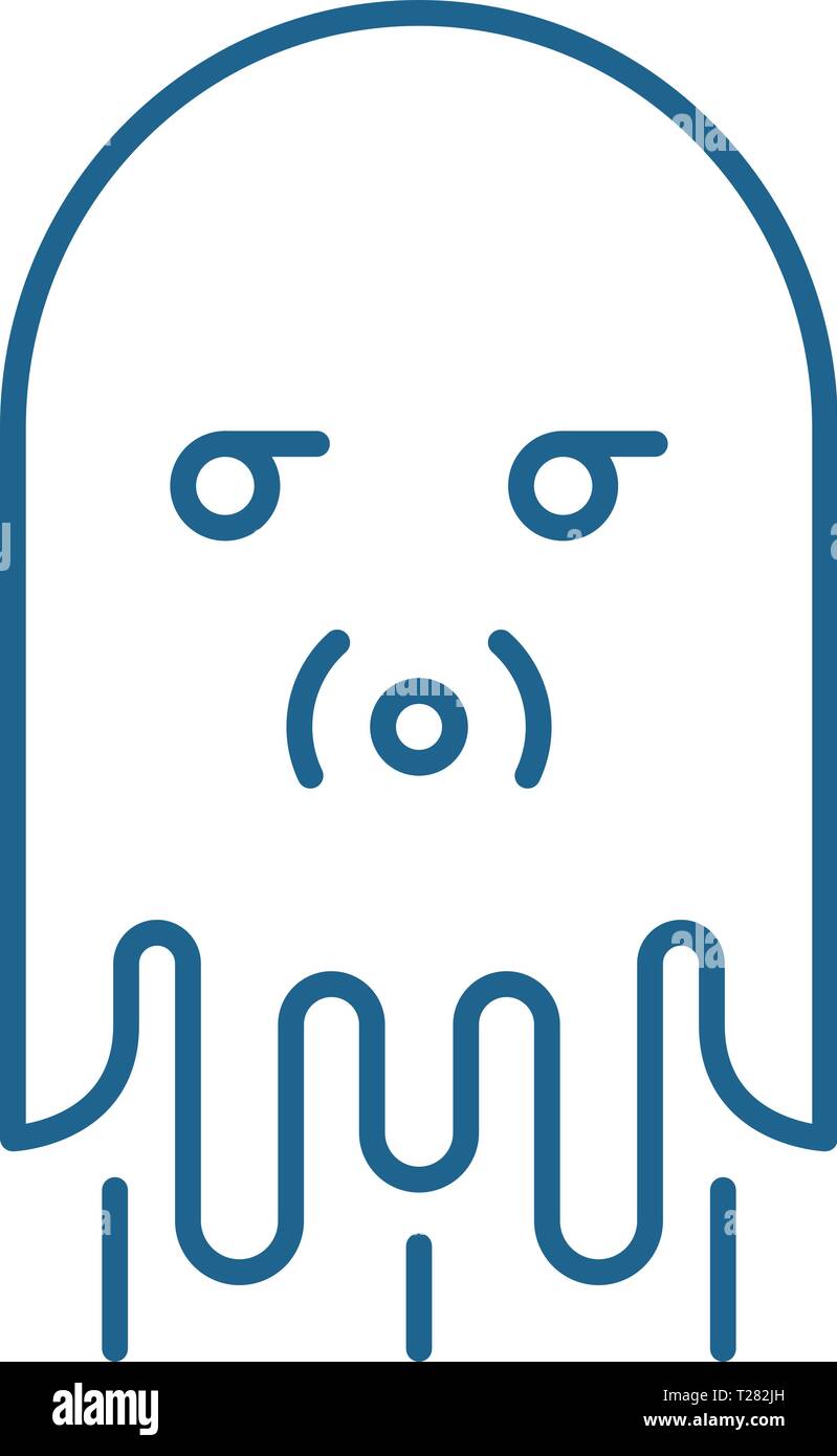 Computer monster line icon concept. Computer monster flat vector symbol ...
