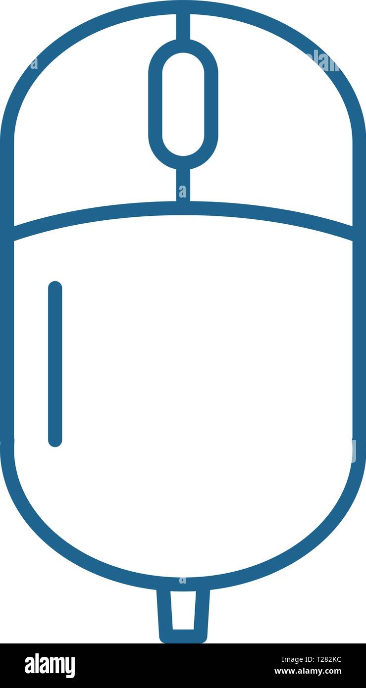 Computer wireless mouse line icon concept. Computer wireless mouse flat ...