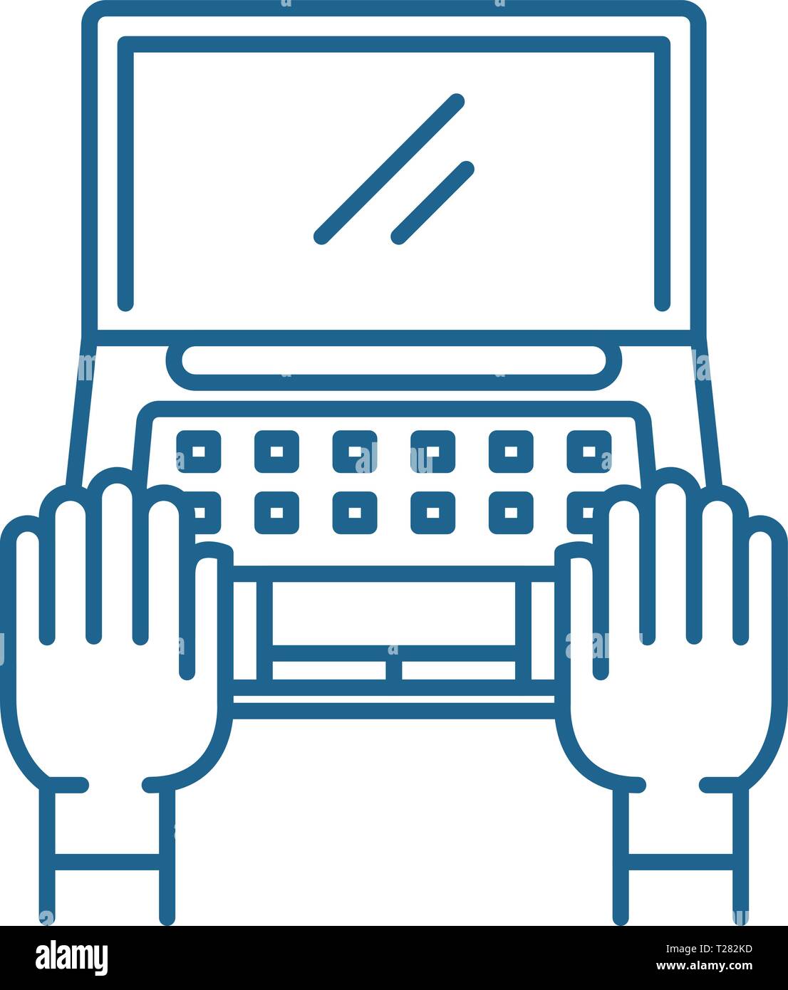 Computer work line icon concept. Computer work flat vector symbol, sign ...