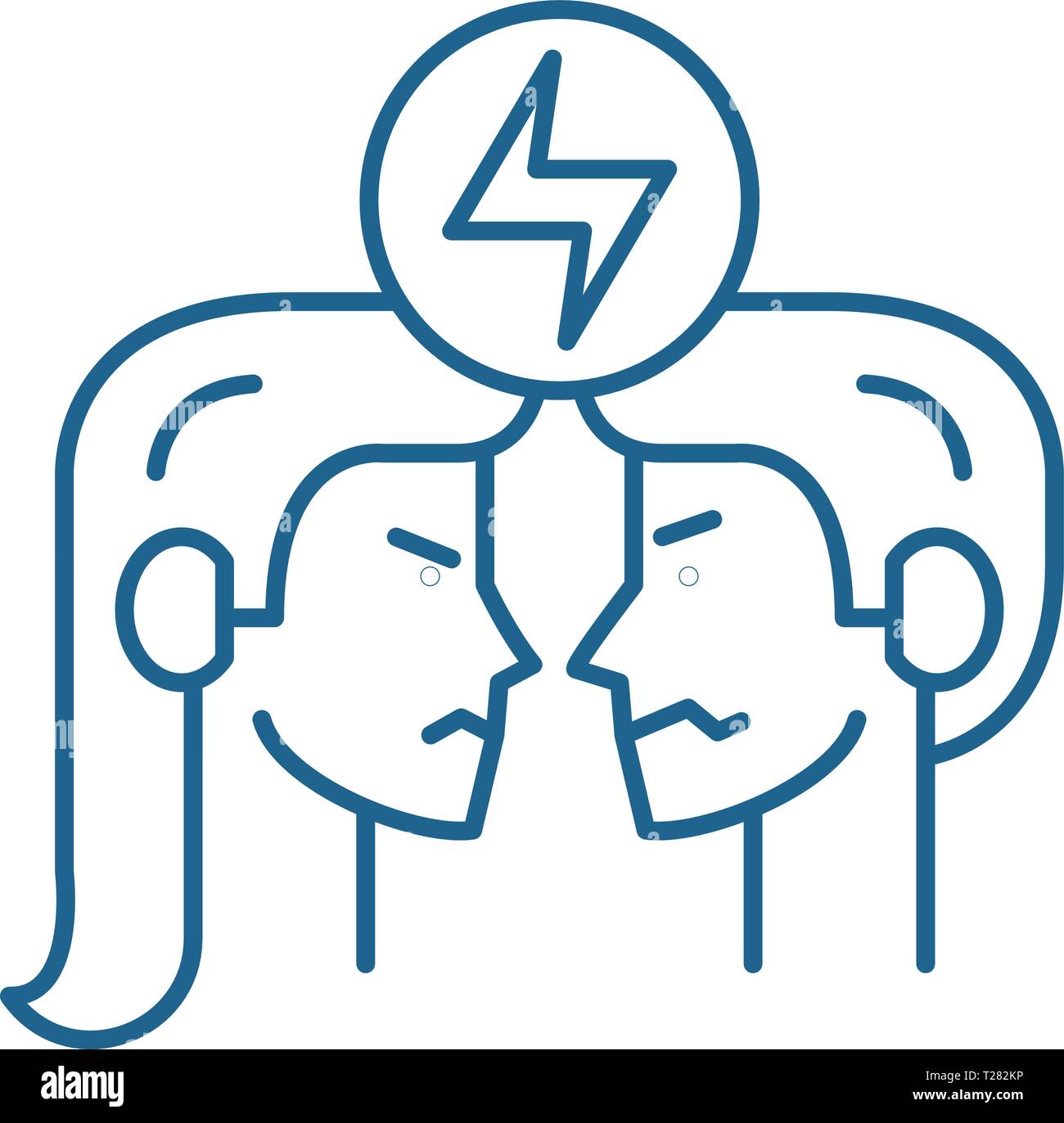 Conflict line icon concept. Conflict flat vector symbol, sign, outline ...