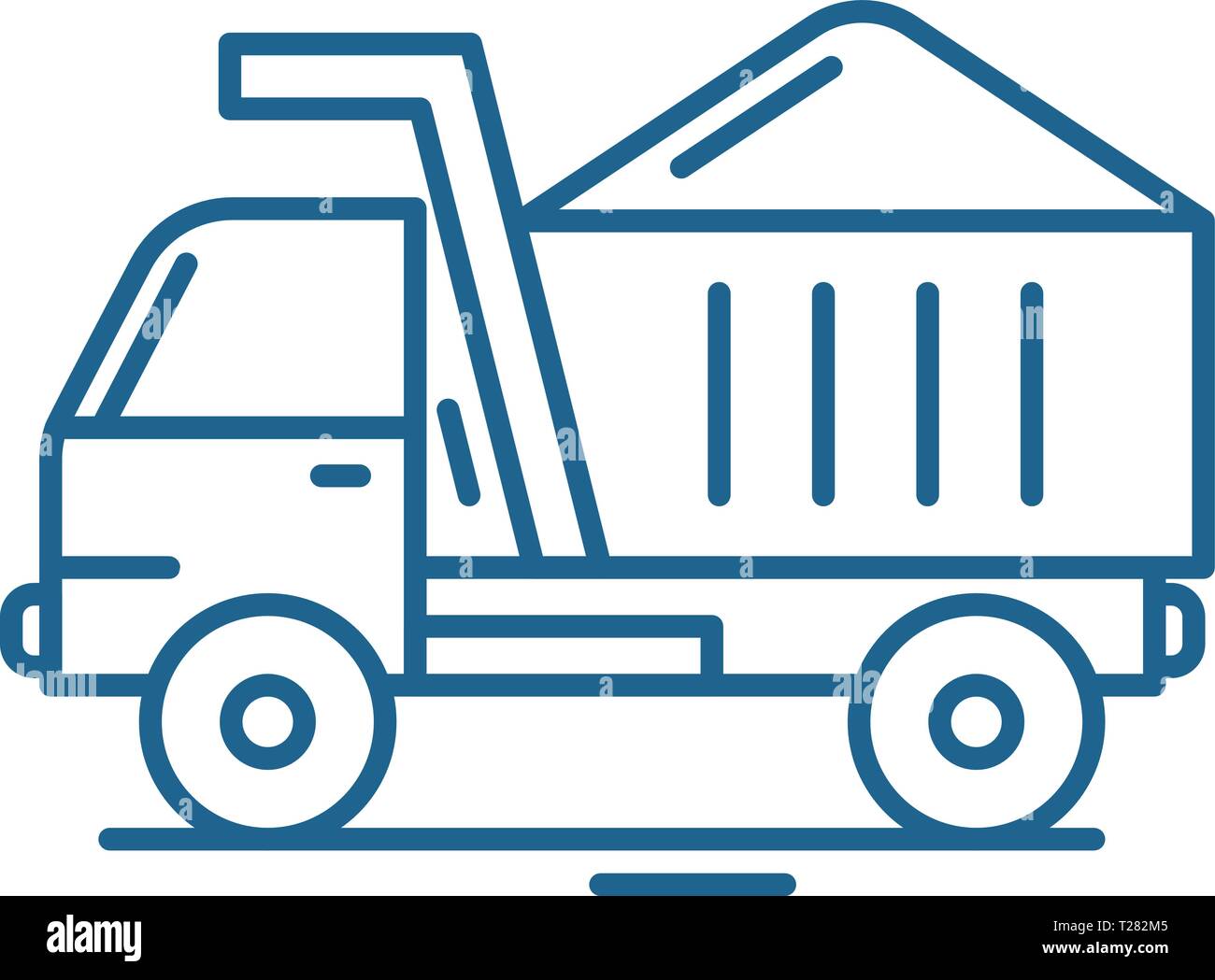 Construction machine line icon concept. Construction machine flat vector symbol, sign, outline ...