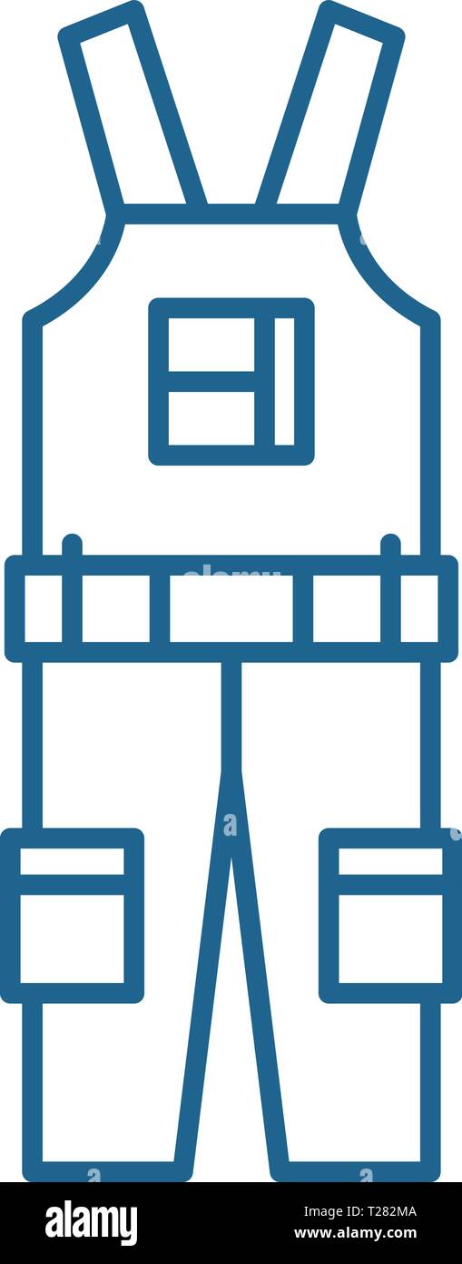 Construction overalls line icon concept. Construction overalls flat ...