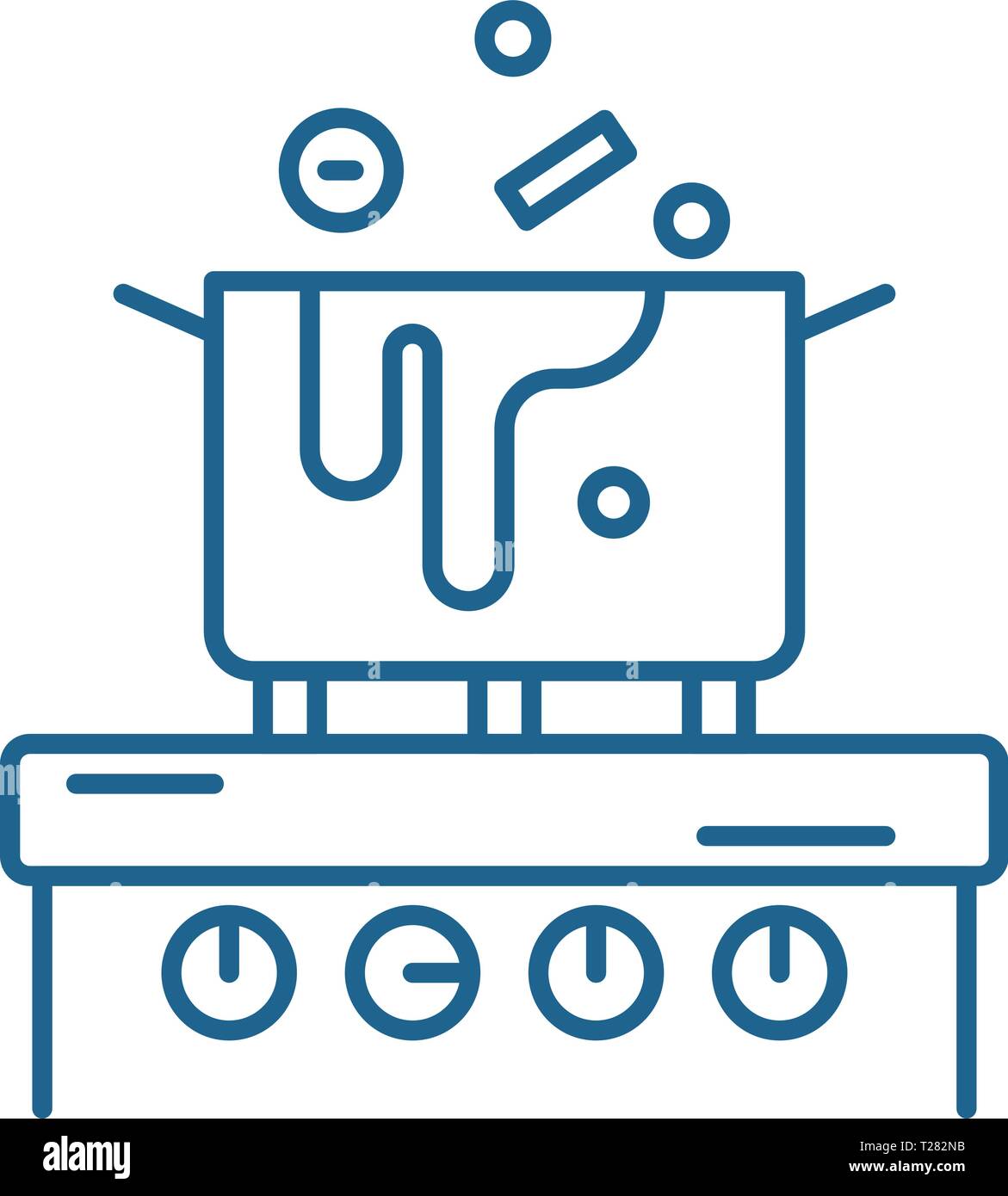 Cooking in the kitchen line icon concept. Cooking in the kitchen flat ...