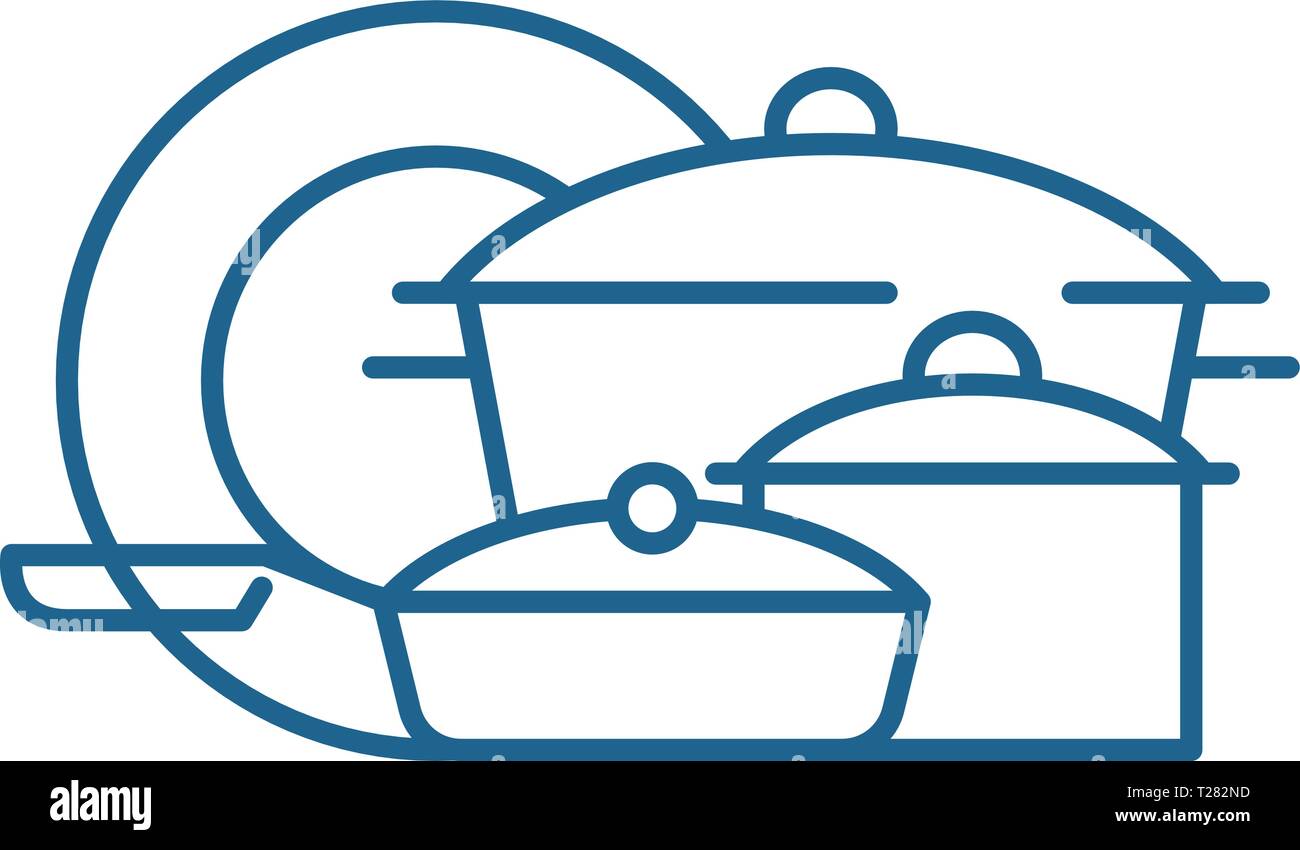 Cookware line icon concept. Cookware flat vector symbol, sign, outline ...