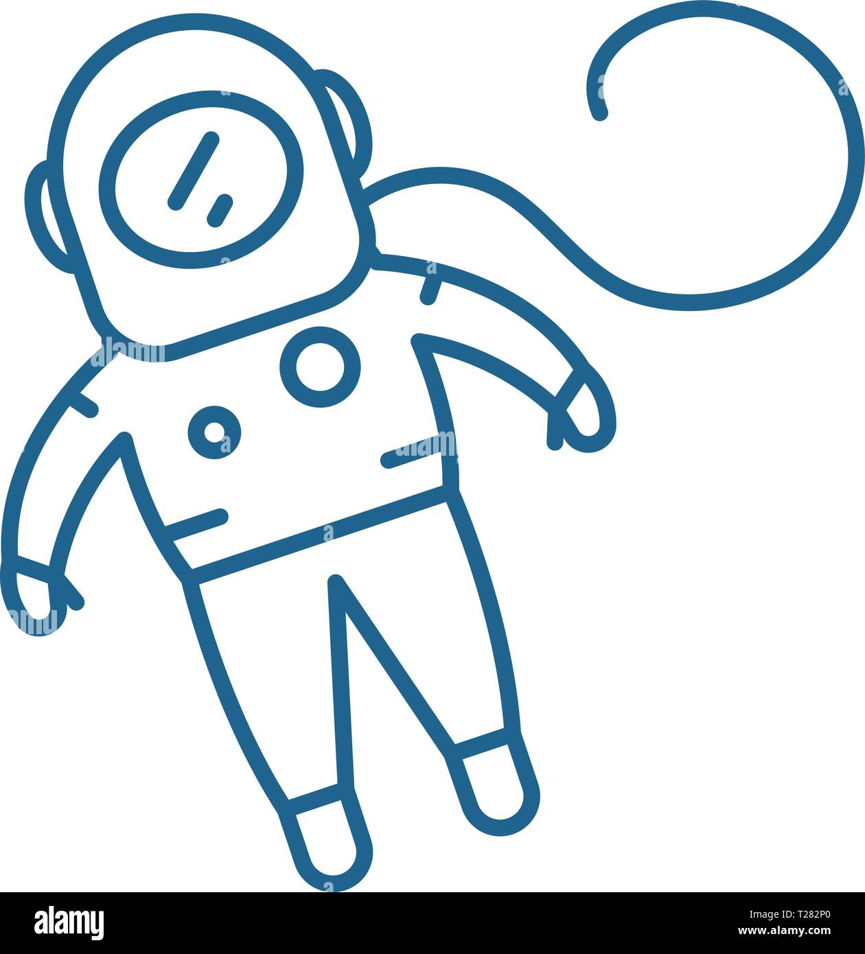 Cosmonaut line icon concept. Cosmonaut flat vector symbol, sign ...