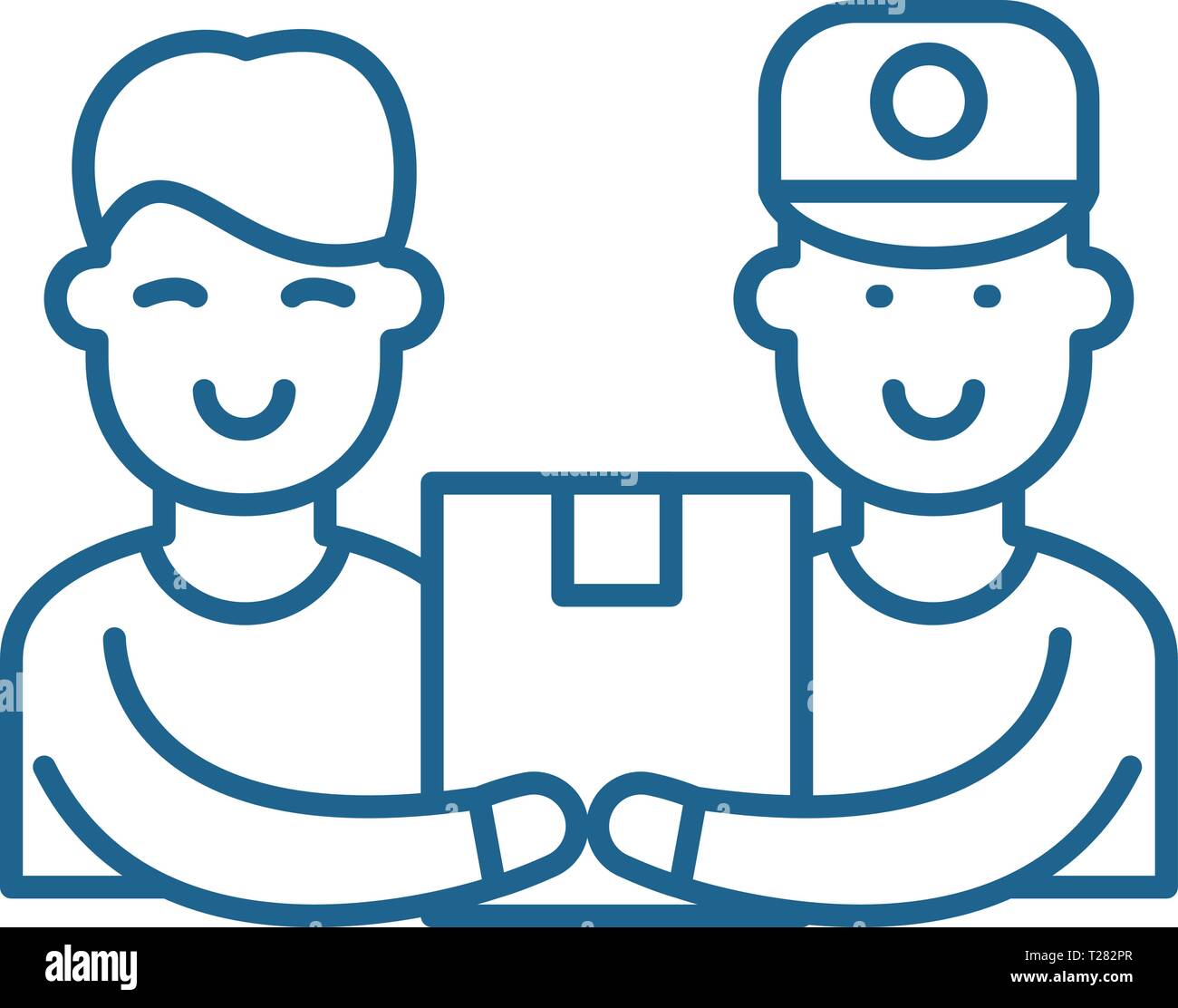 Courier service line icon concept. Courier service flat vector symbol ...