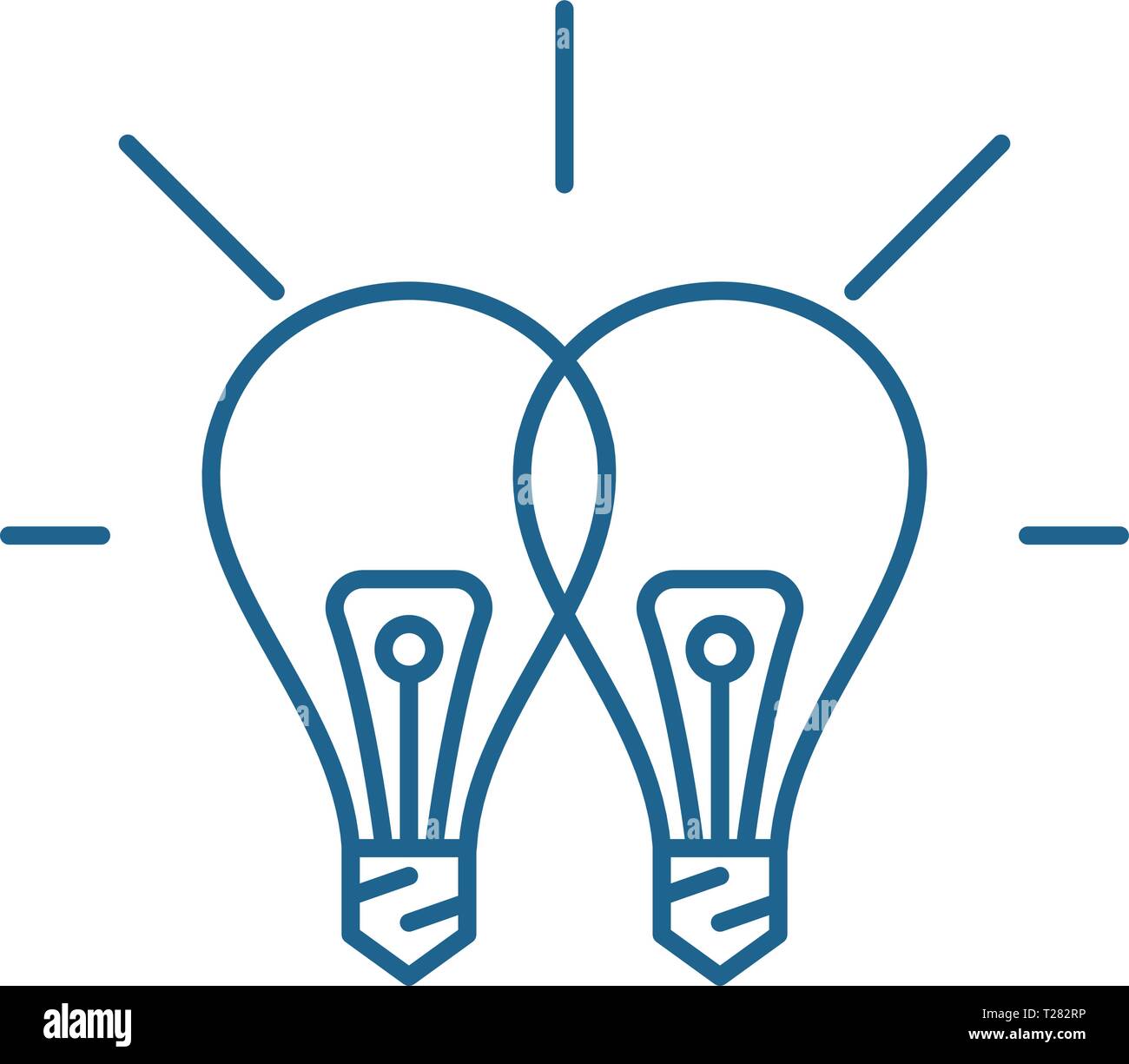 Creative synergy line icon concept. Creative synergy flat vector symbol ...