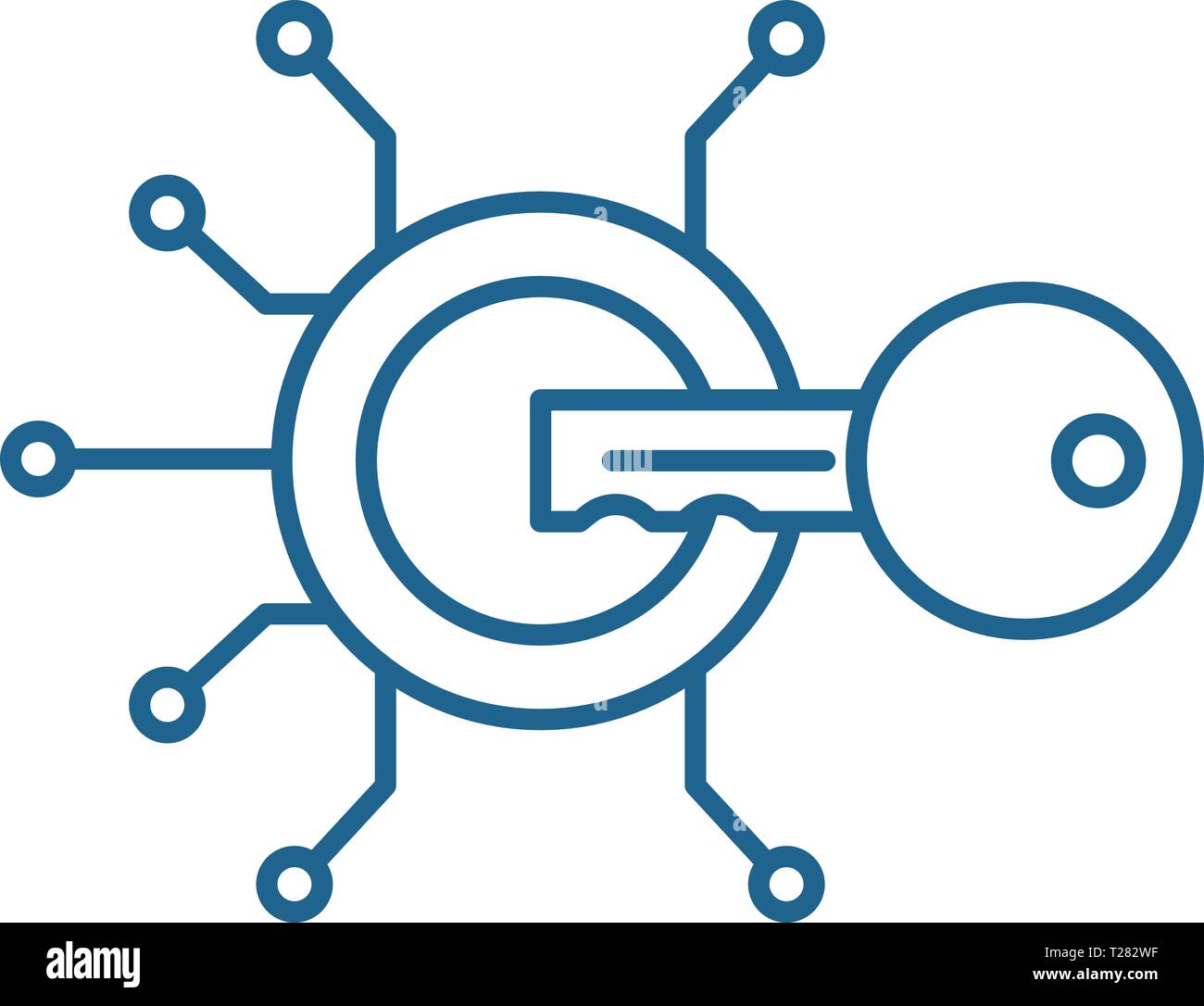 Cryptographic key line icon concept. Cryptographic key flat vector ...