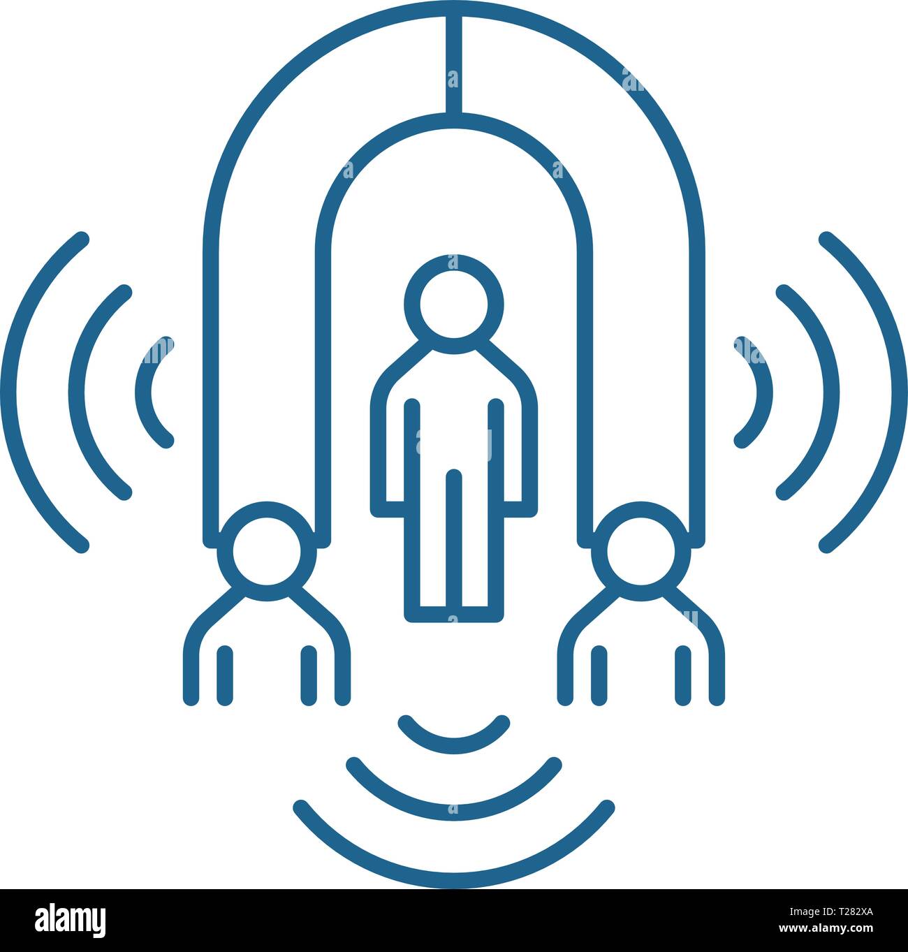 Customer marketing line icon concept. Customer marketing flat vector ...