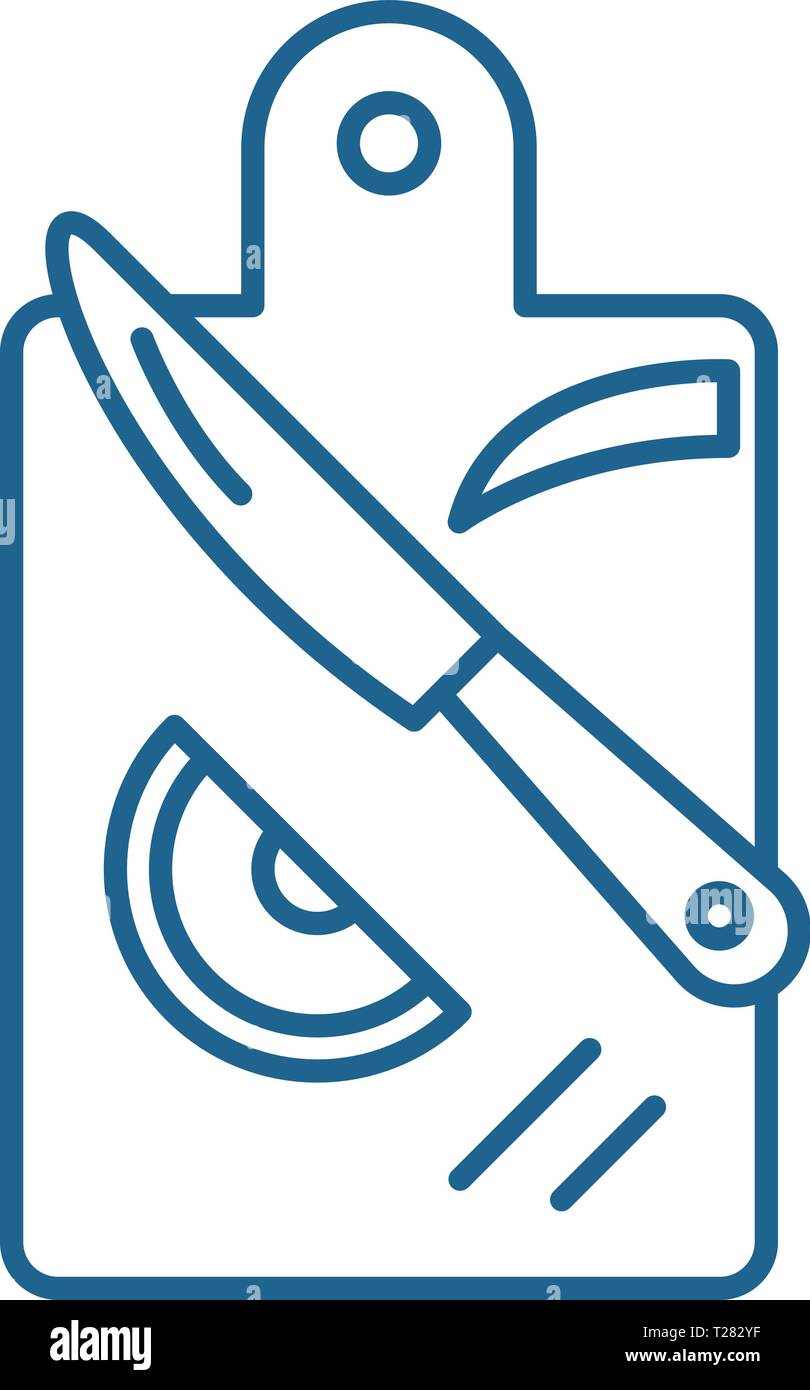 Cutting products line icon concept. Cutting products flat vector symbol ...